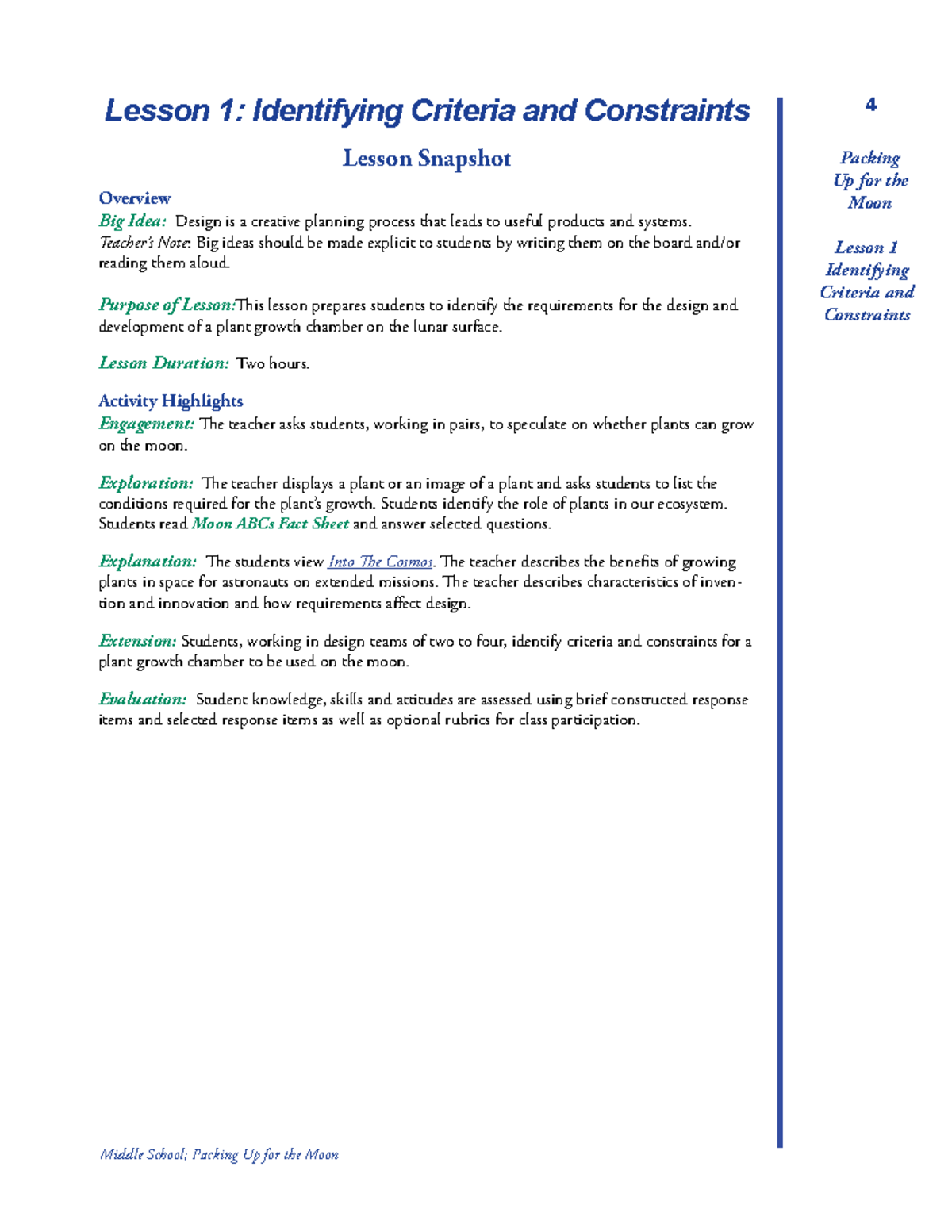 Lab 18 - earth Science Regents lab activity - 4 Packing Up for the Moon ...