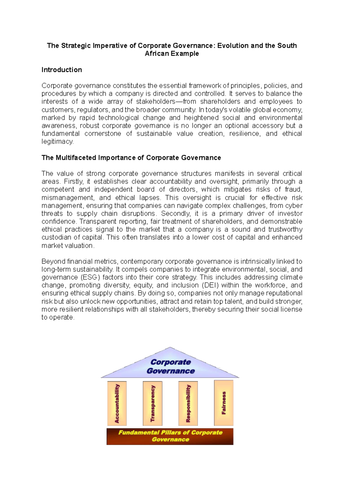Corporate Governance Structures: Evolution & South African Insights ...