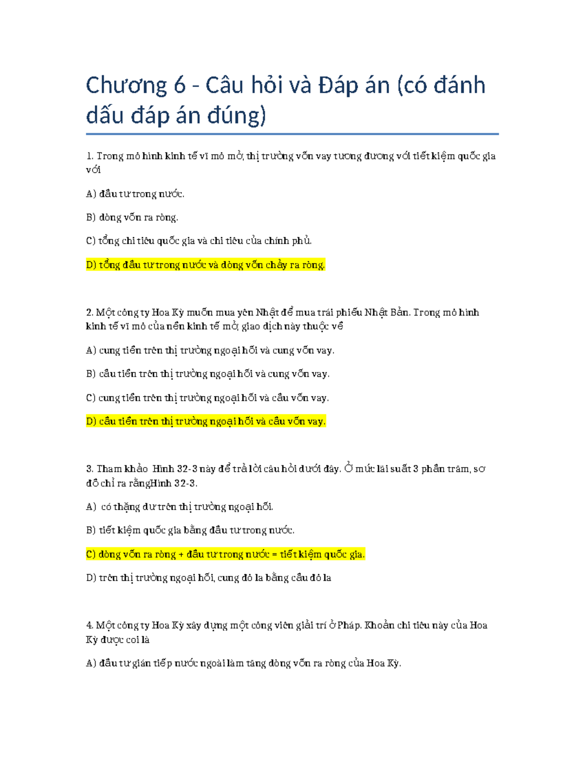 Chuong 6 Cau hoi va Dap an Danh dau - Chương 6 - Câu hỏi và Đáp án (có ...