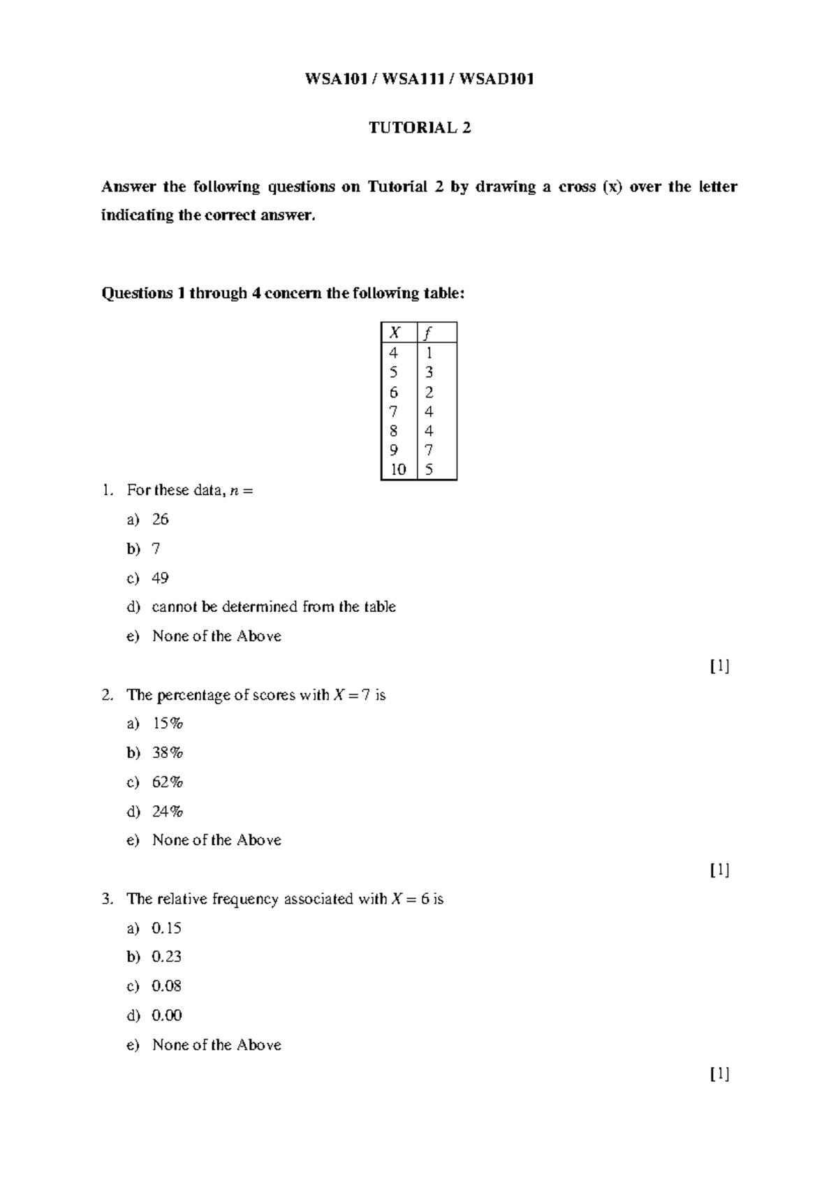 Tutorial 2 - 2018 - WSA101 / WSA111 / WSAD101 TUTORIAL 2 Answer the ...