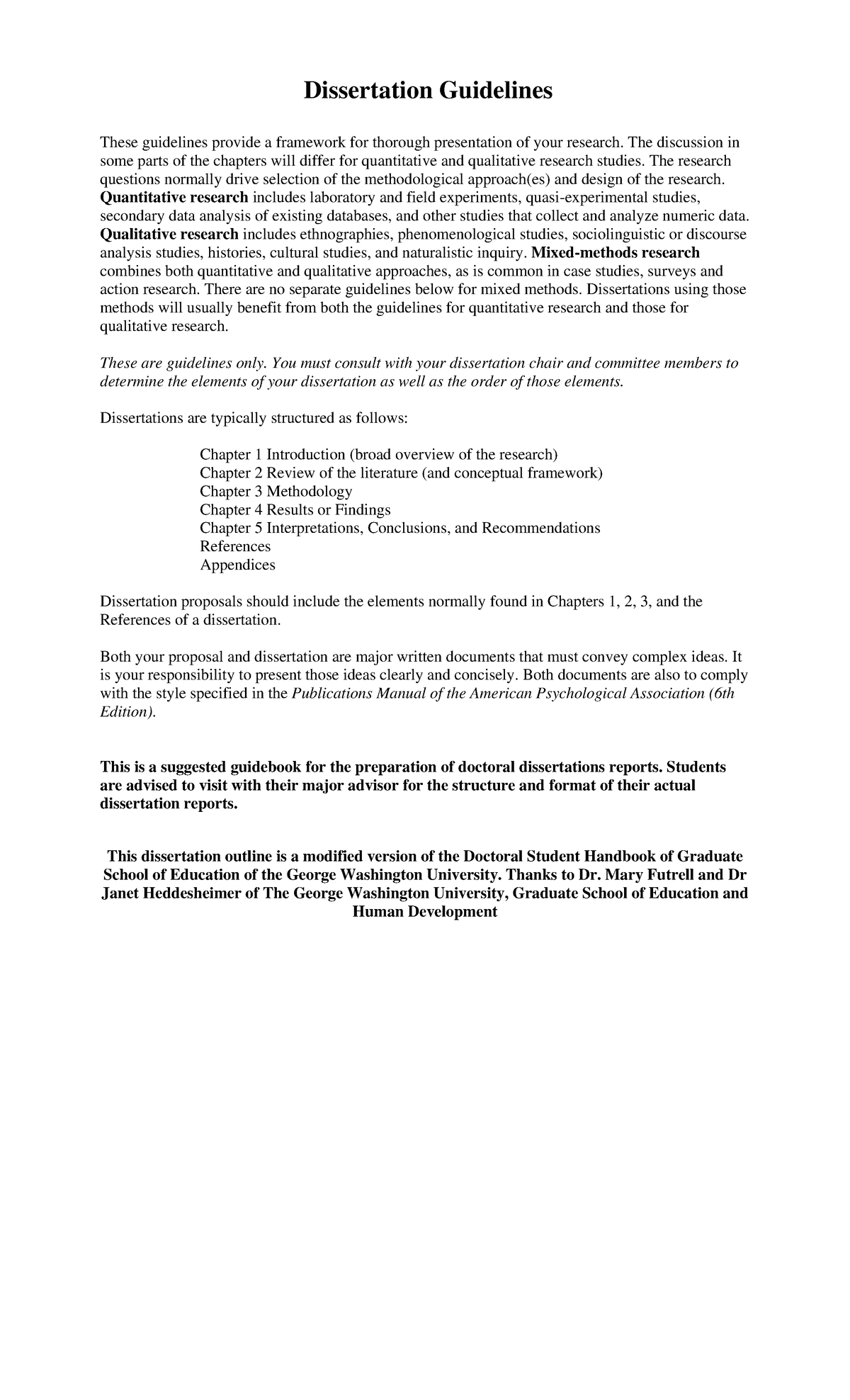 Dissertation Guidelines: Structure and Methodology Overview (EDUC 701 ...