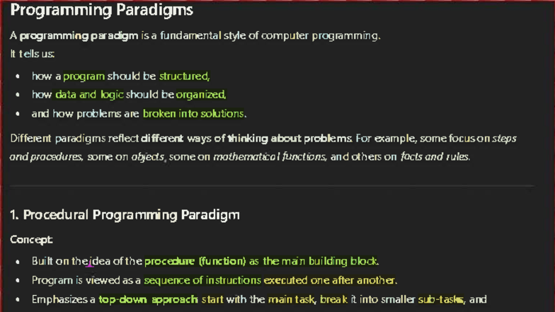 OOP Chapter 1: Understanding Programming Paradigms and Their Importance - Studocu