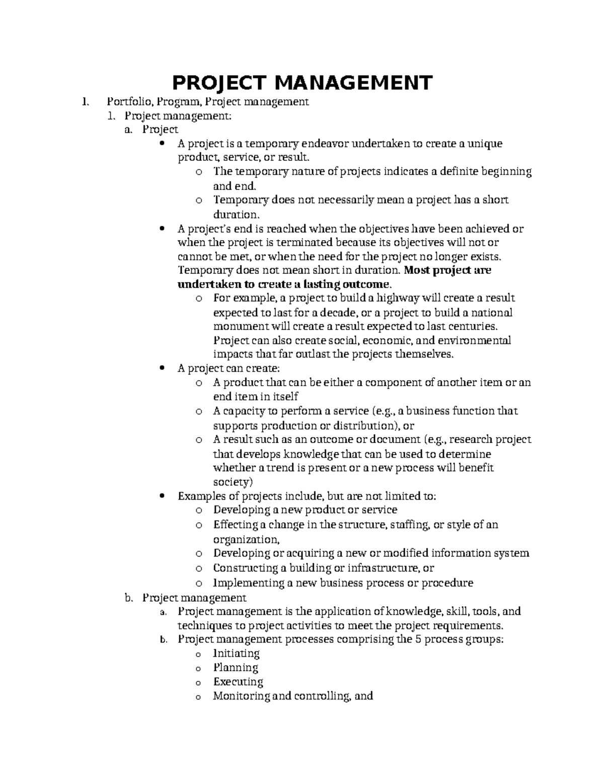 PM - reference - PROJECT MANAGEMENT I. Portfolio, Program, Project ...