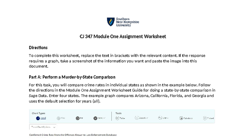 CJ 347 Module 1 Assignment: Crime Rate Comparison Worksheet - Studocu