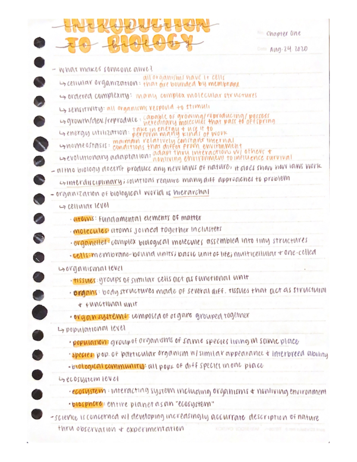 BIOL200 - Lecture Notes on Introduction to Biology by Dr. Warren - Studocu