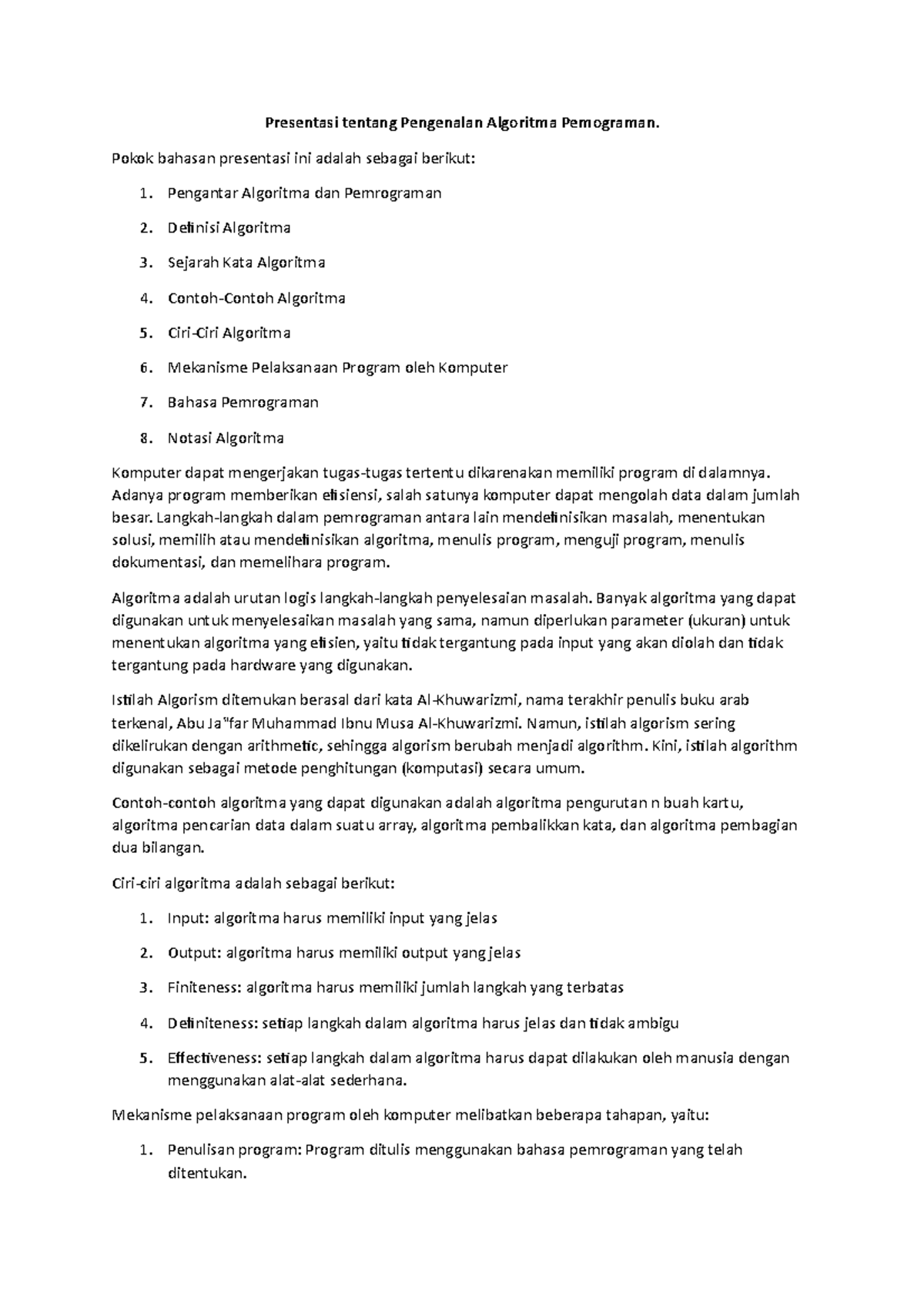 Pengenalan Algoritma Pemrograman: Presentasi Lengkap dan Penjelasan ...