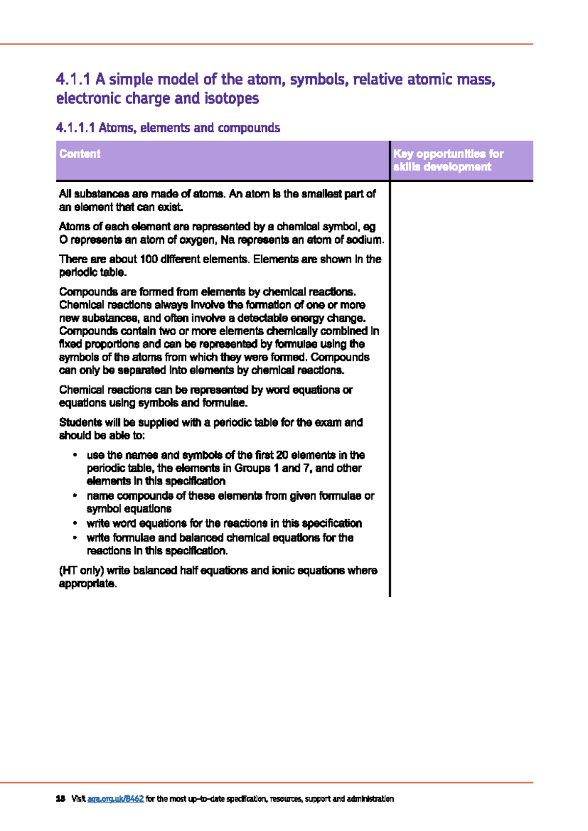 AQA GCSE Chemistry 8462: Paper 1 - Atomic Structure & Bonding - Studocu