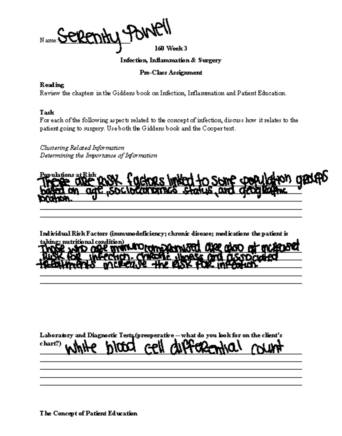 160 Week 3 Pre Class Assignments Reviewed 100923 Name 160 Week 3