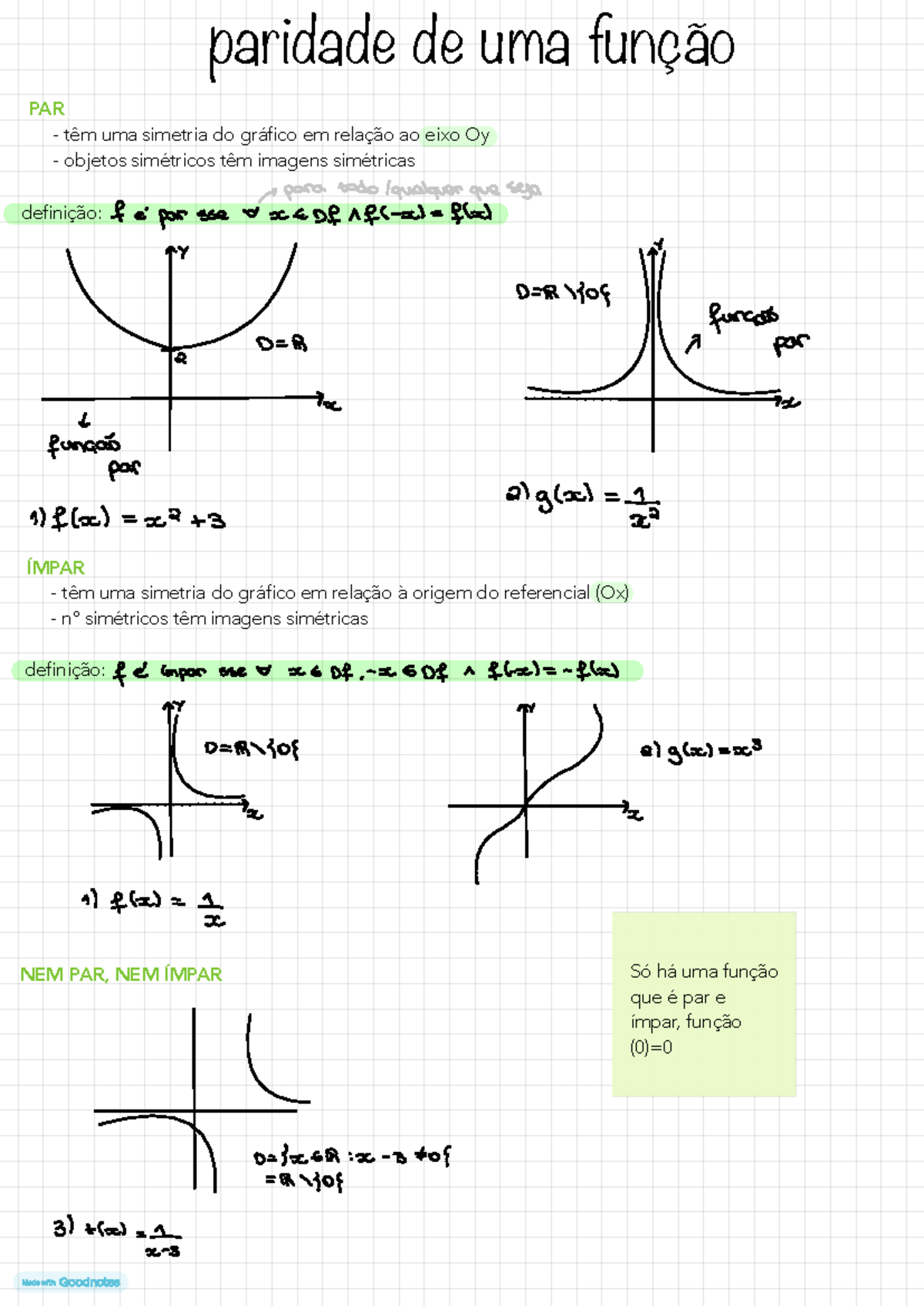 Paridade da função - Resumos - paridade de uma função PAR - têm uma ...