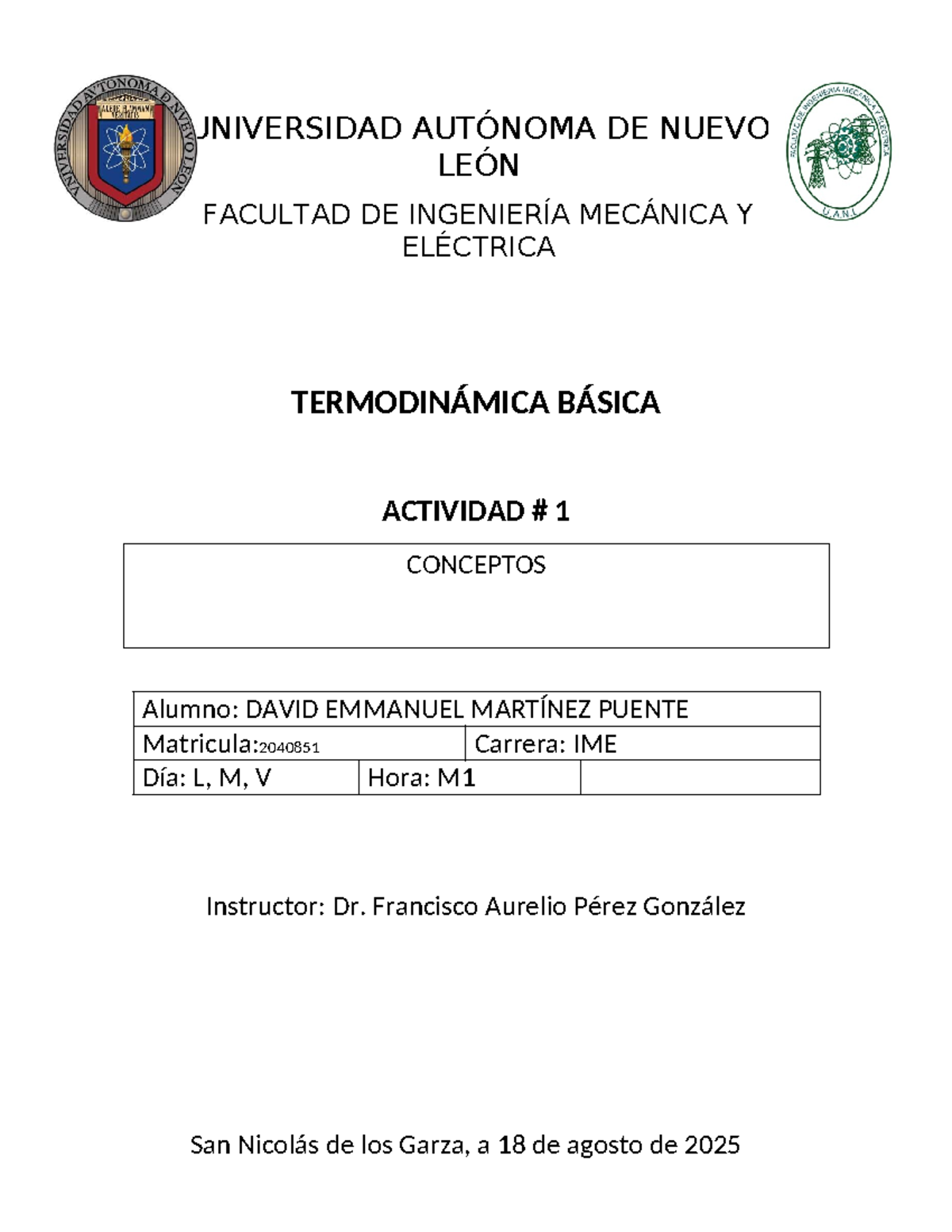 IME Termodinámica Básica - Actividad 1: Conceptos Clave - Studocu