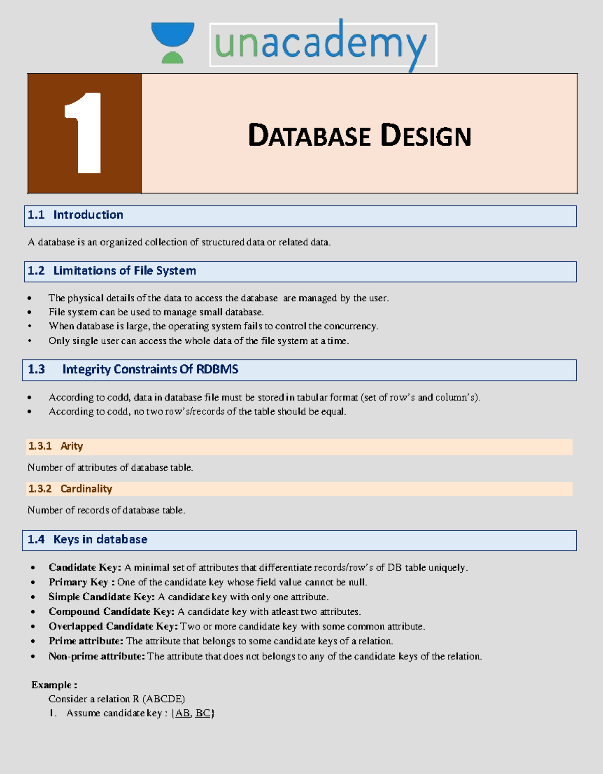 DBMS Theory: Design Against Static Load and RDBMS Concepts - Studocu