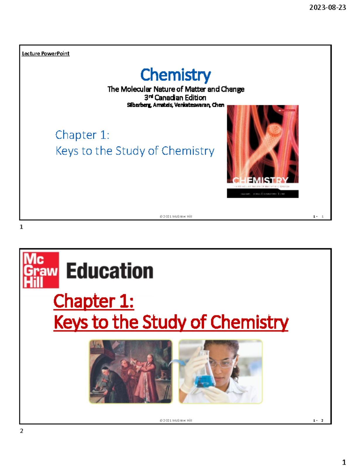 Chemistry 101: Lecture Notes on Chapter 1 - Keys to Matter & Energy ...