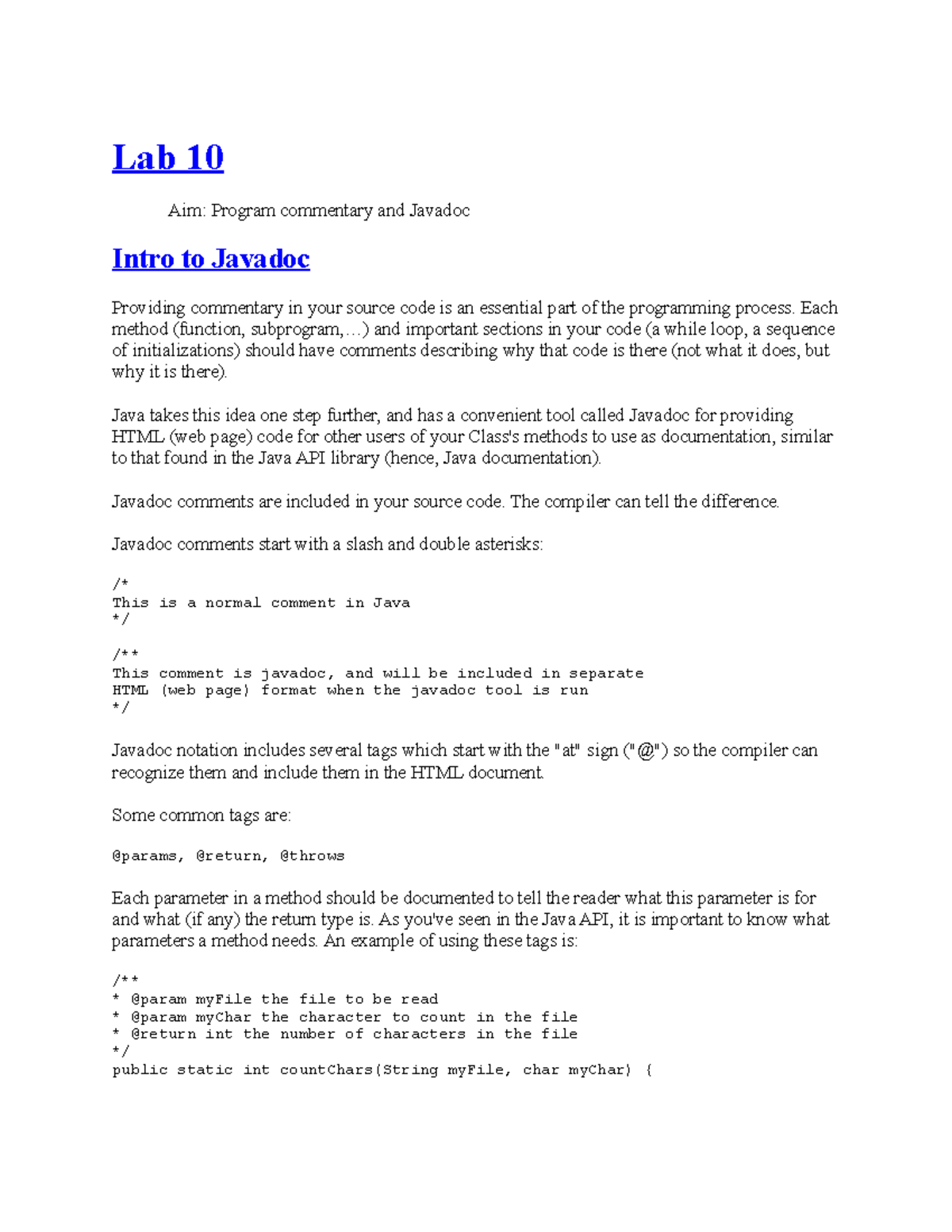 Lab 10 - Lab assignment 10 - Lab 10 Aim: Program commentary and Javadoc ...