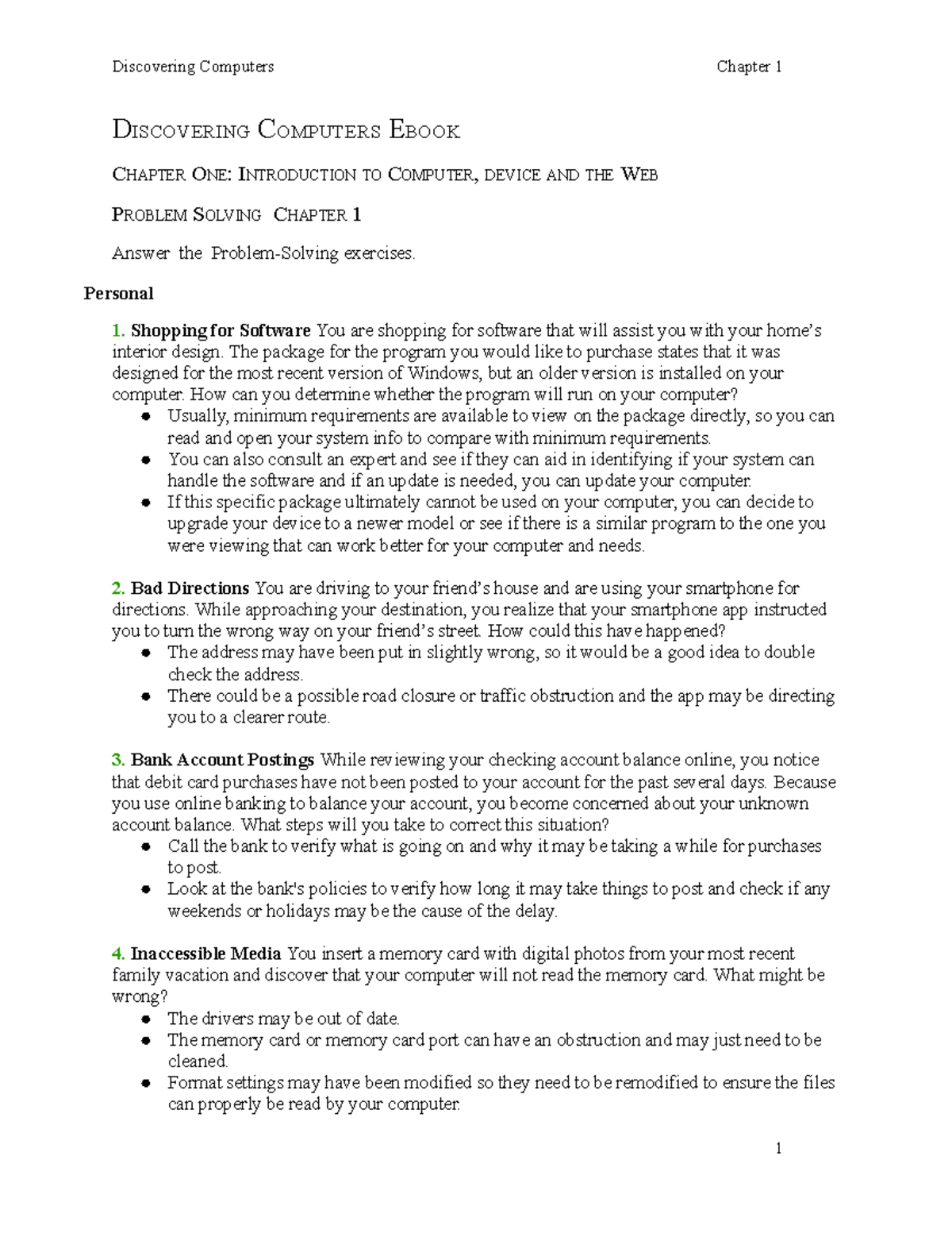 DC Chapter 1 Problem Solving - Discovering Computers Chapter 1 ...