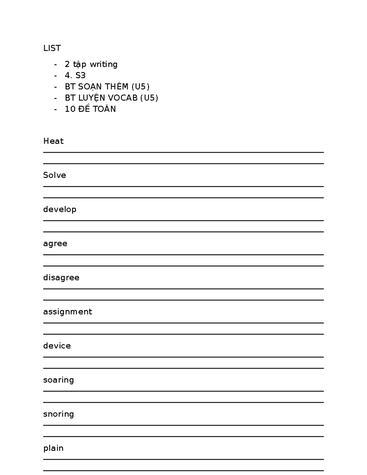 LIST 2 Writing Exercises & Vocabulary Practice (U5) - Studocu