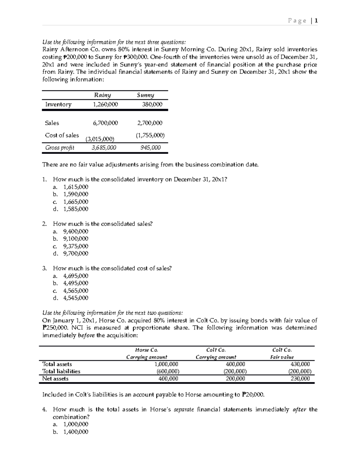 Chapter 5: Consolidation - Financial Statement Analysis & Quiz Solutions - Studocu