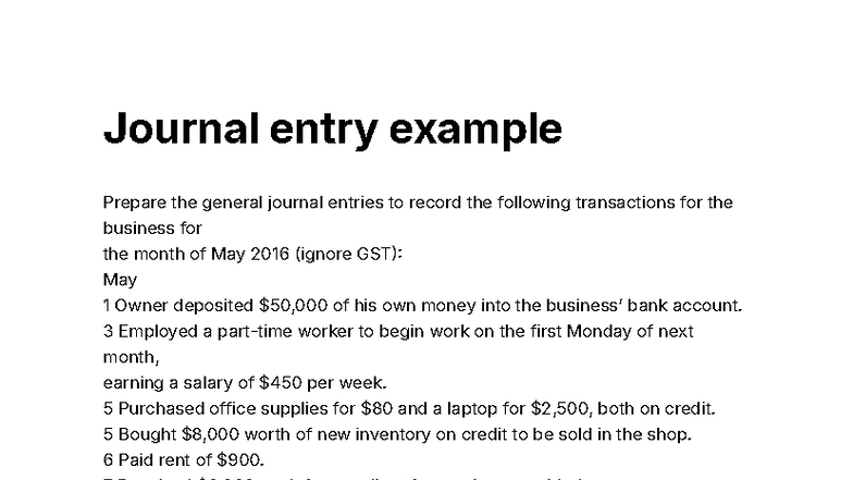 Journal Entry Examples for Accounting 101: May Transactions - Studeersnel