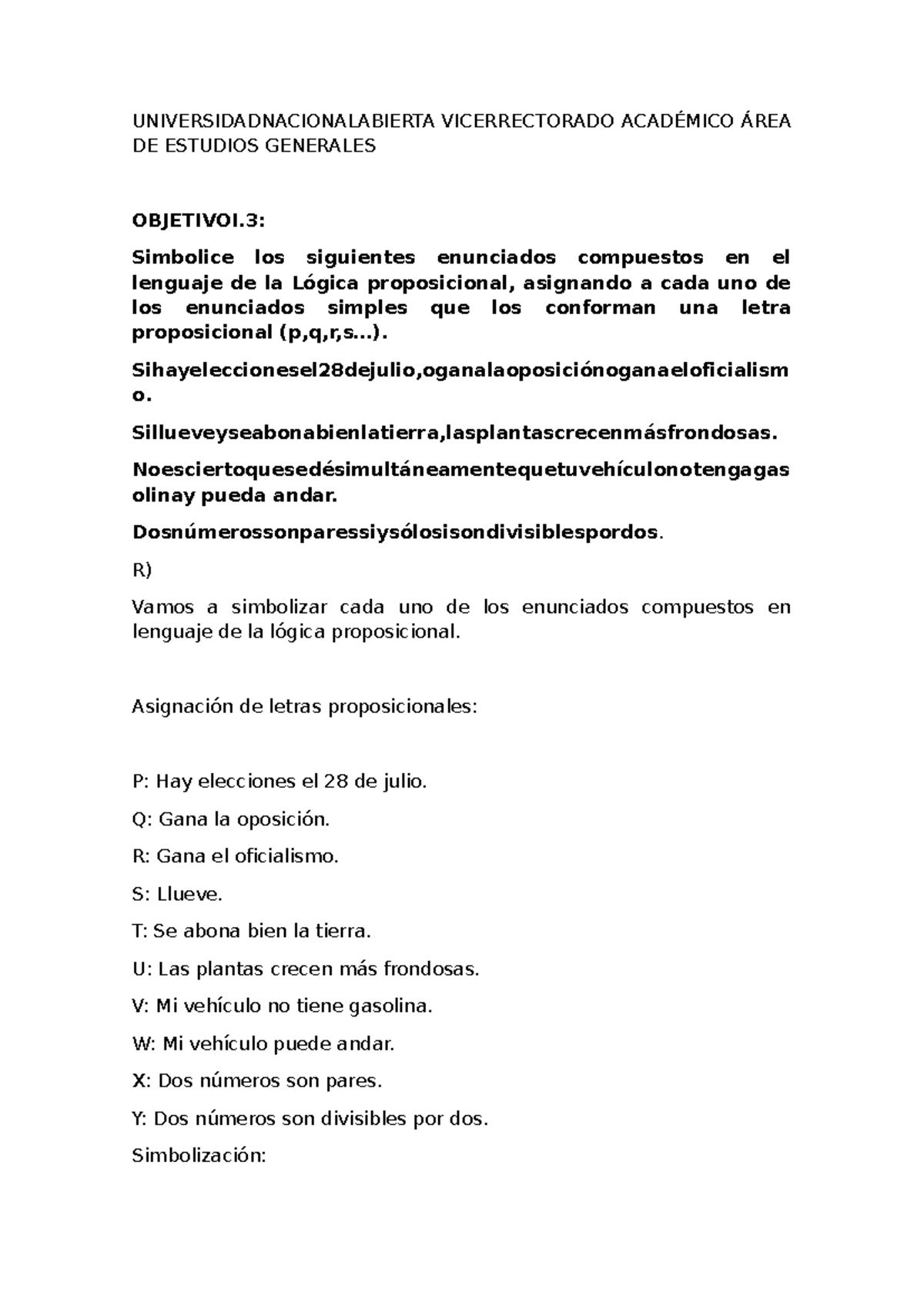 Contenido logica - UNIVERSIDADNACIONALABIERTA VICERRECTORADO ACADÉMICO ...
