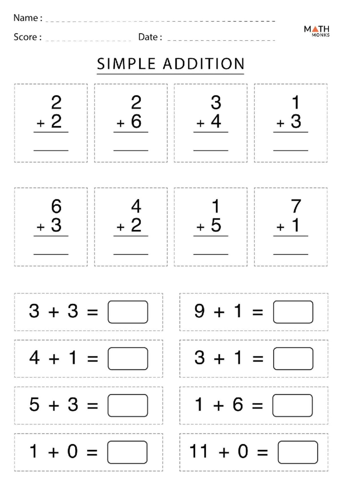 1st Grade Addition Worksheets (MATH) - Studocu