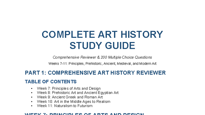 ART 200: Comprehensive Art History Study Guide & Review - Studocu