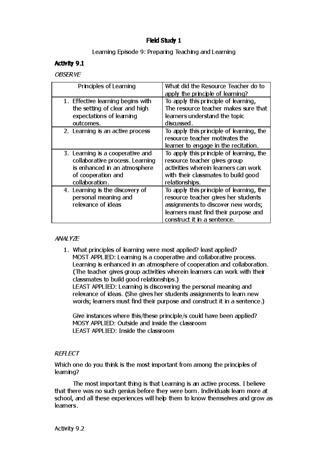 Field Study 1 ep9 done - Fs1 book - Field Study 1 Learning Episode 9 ...