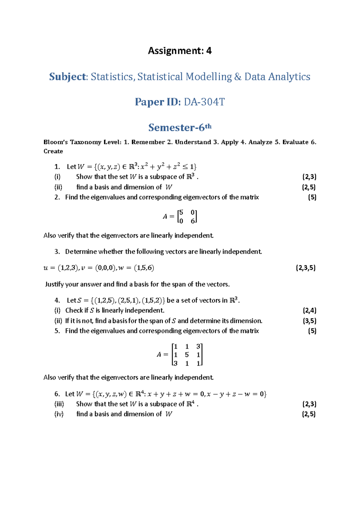 DA-304T Assignment 4: Statistics & Data Analytics - Studocu