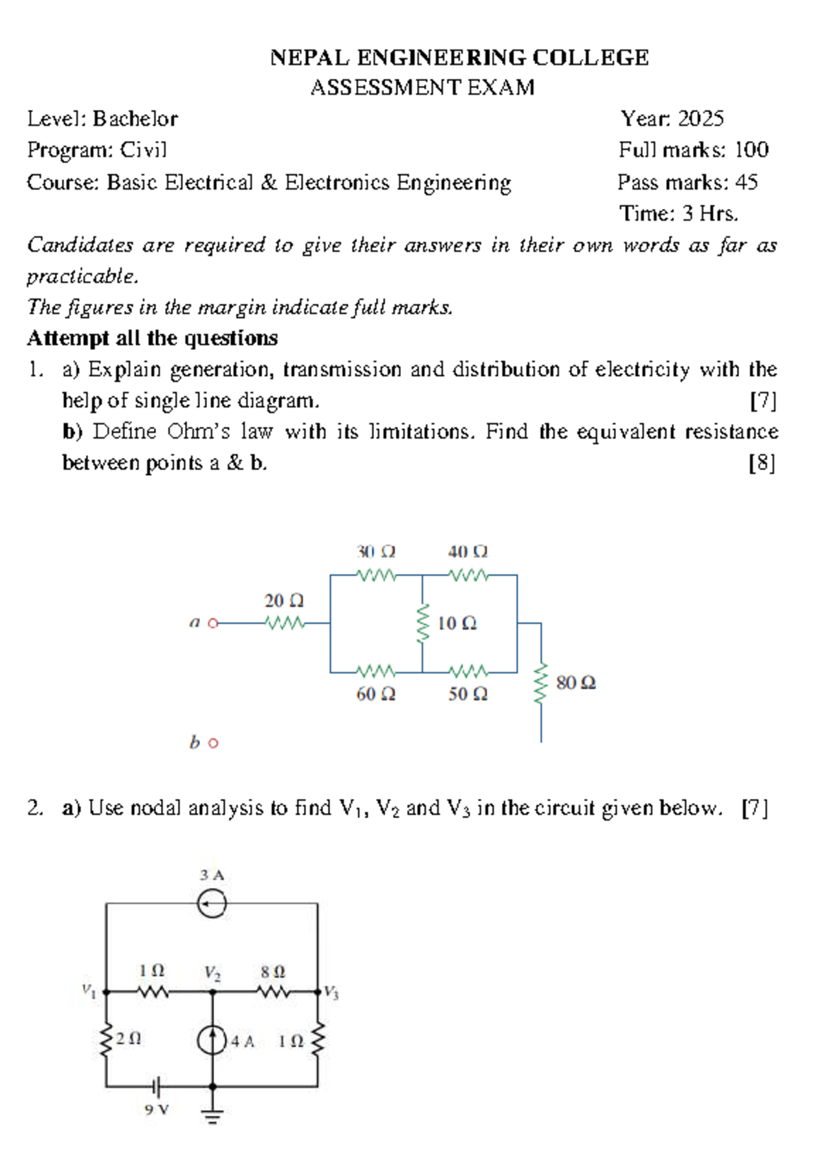 BEC 2025 Basic Electrical & Electronics Engineering Assessment Exam - Studocu
