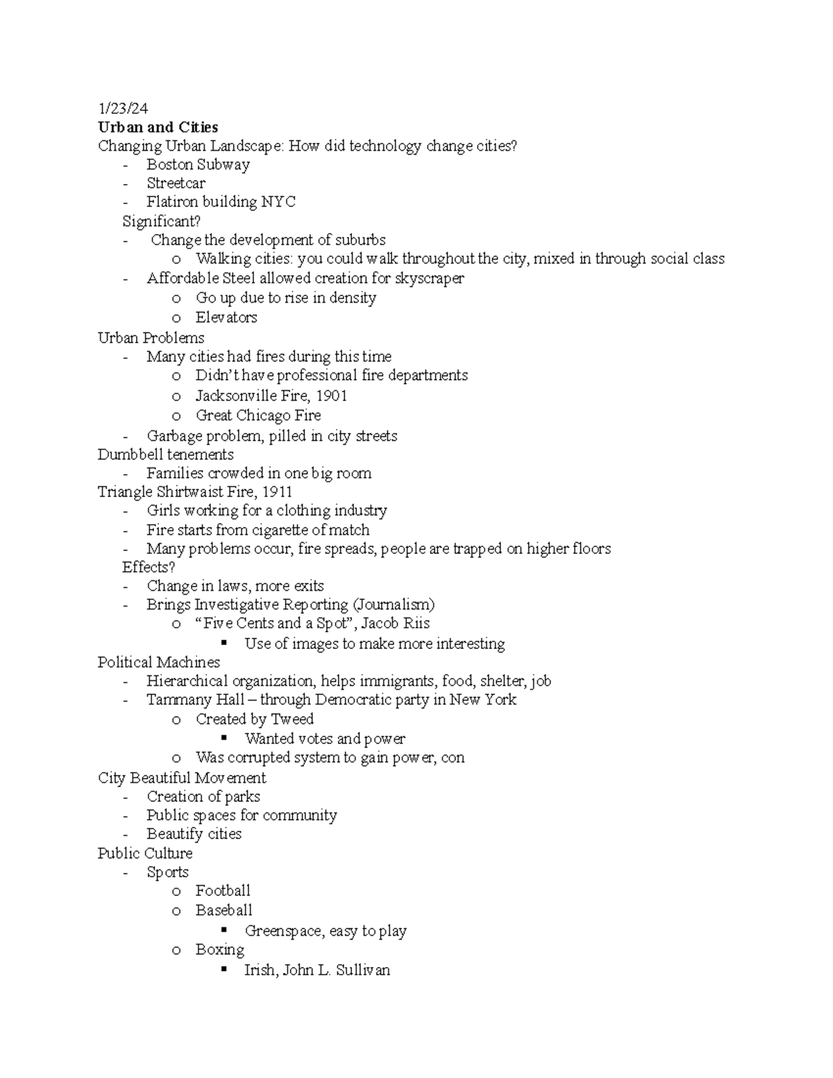 Chapter 18 Notes - Pre-WWI Urban Changes and Progressivism - Studocu