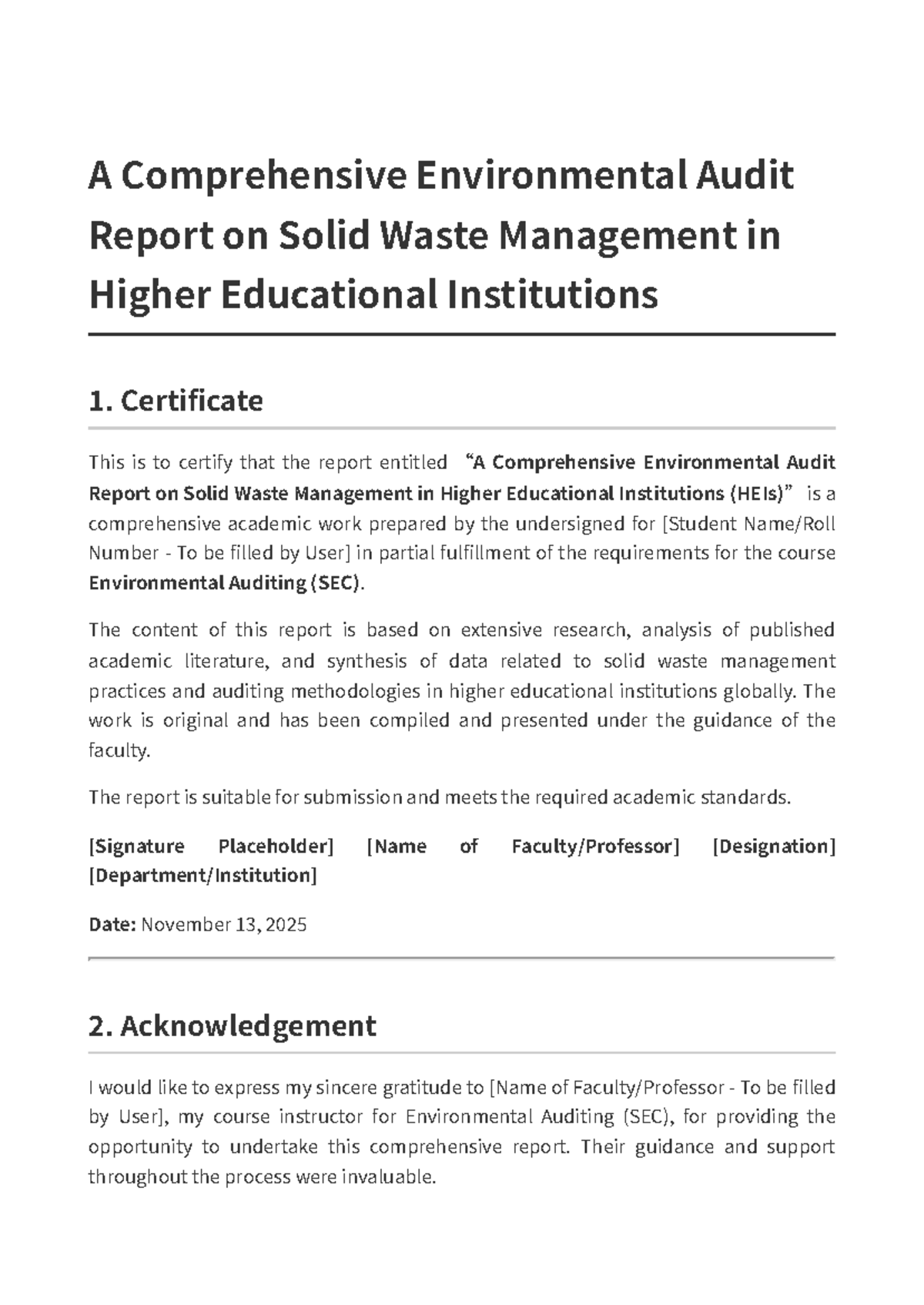 Final Audit Report on Solid Waste Management in HEIs (SEC) - Studocu