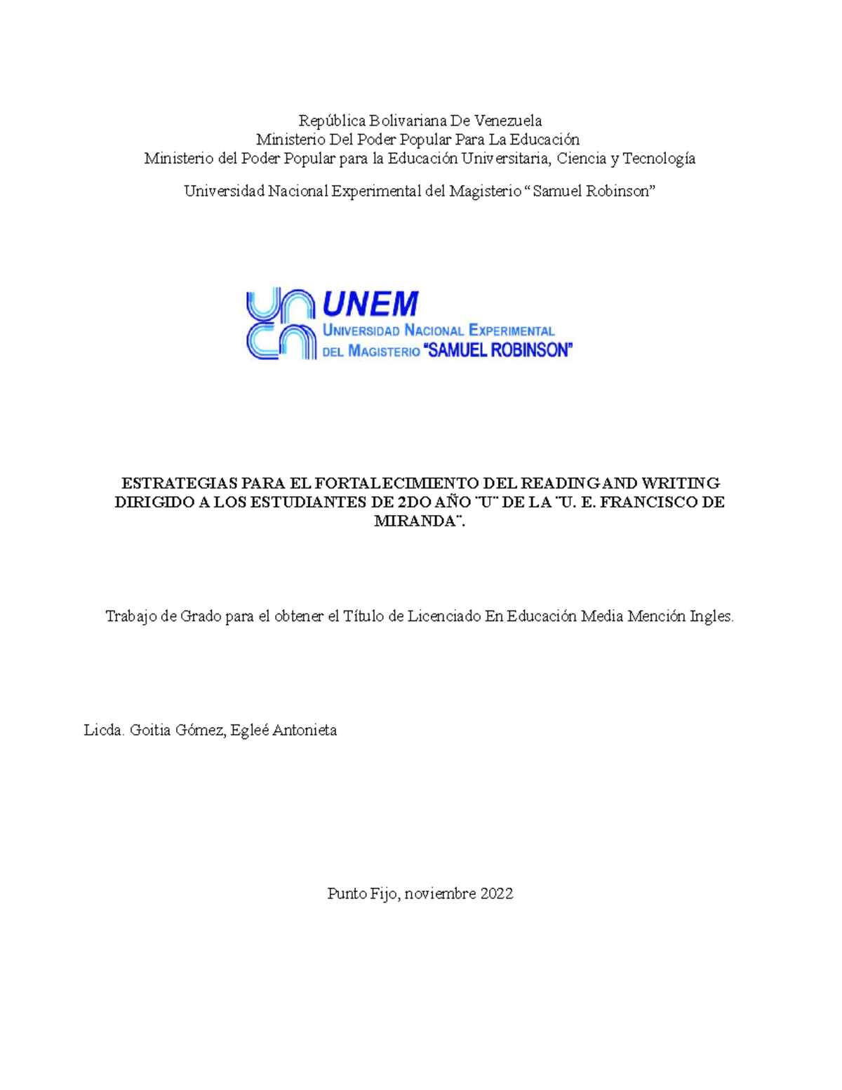 Estrategias para el Fortalecimiento del Reading y Writing en 2° Años de ...