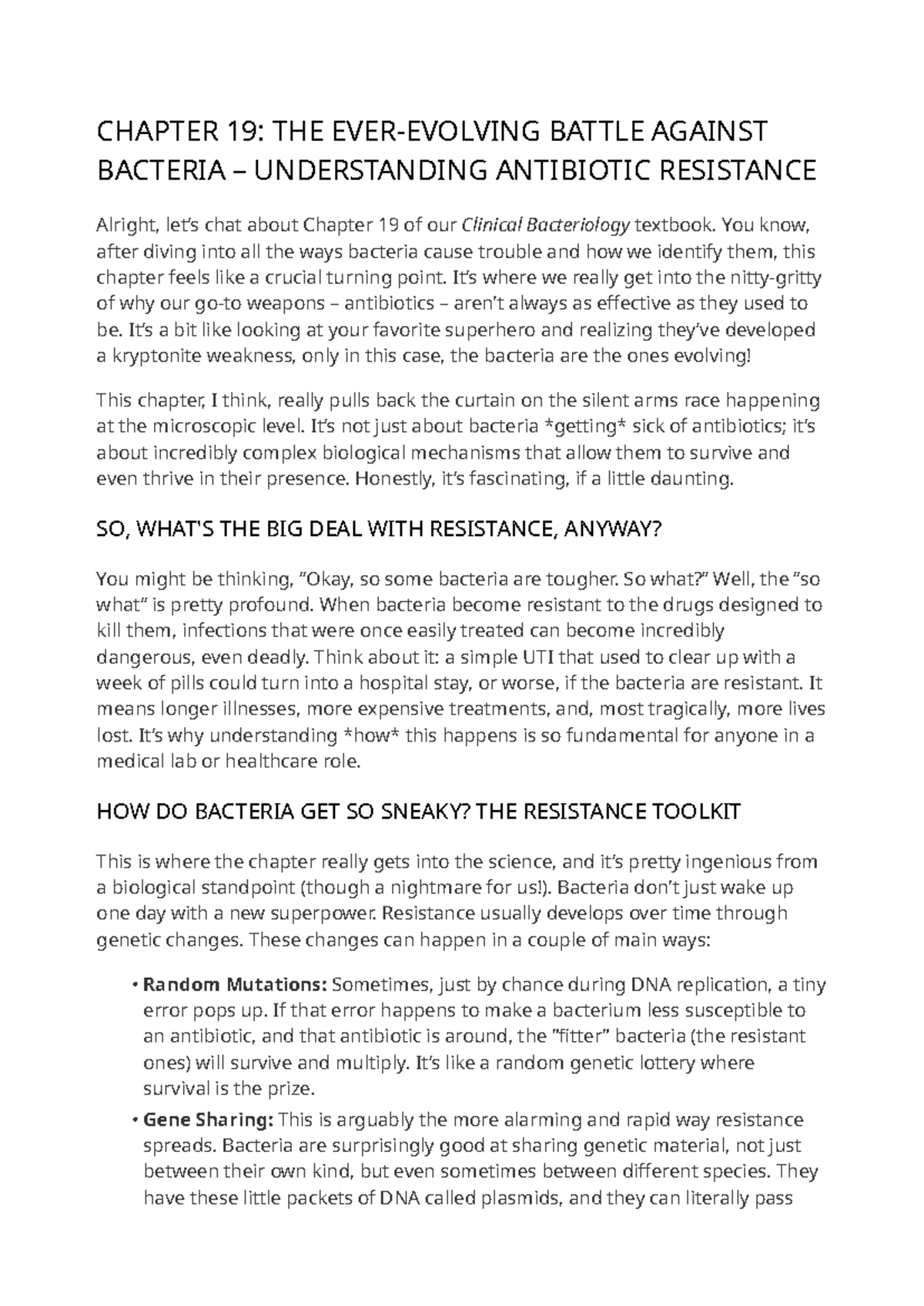 CHAPTER 19: UNDERSTANDING ANTIBIOTIC RESISTANCE IN BACTERIA - Studocu