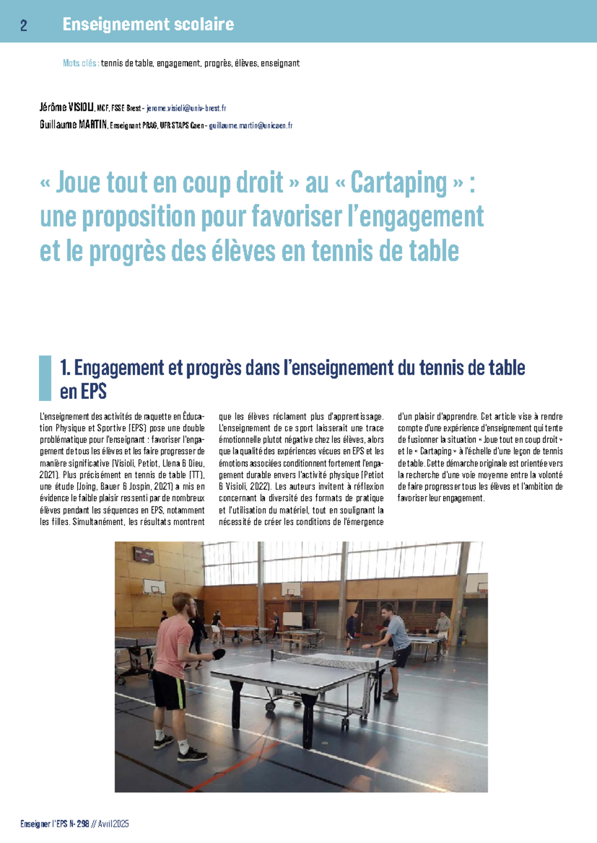 Article sur le Joue Tout en Coup Droit et le Cartaping en EPS (2025 ...