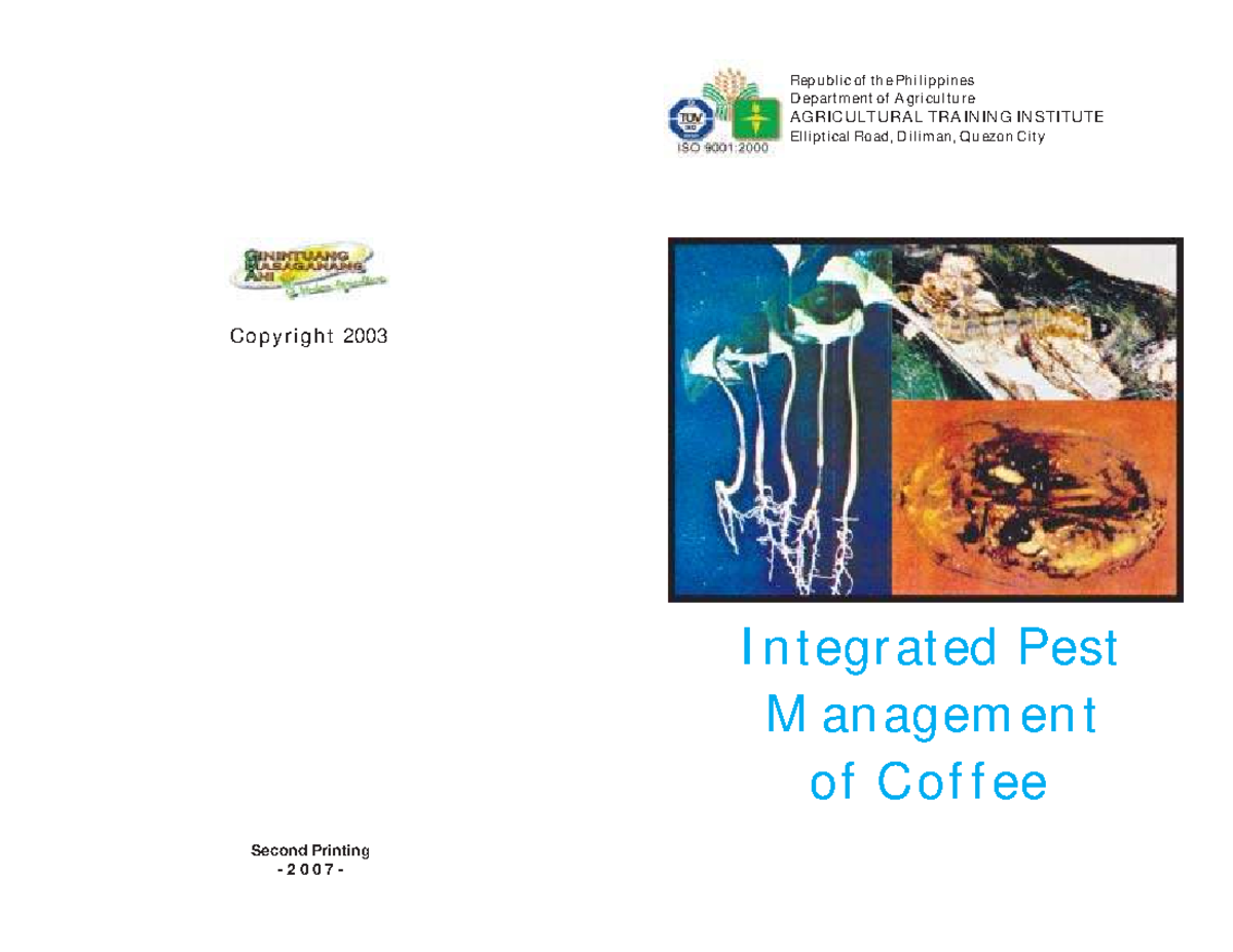 Integrated Pest Management of Coffee (AGRI 101) - Comprehensive Guide ...