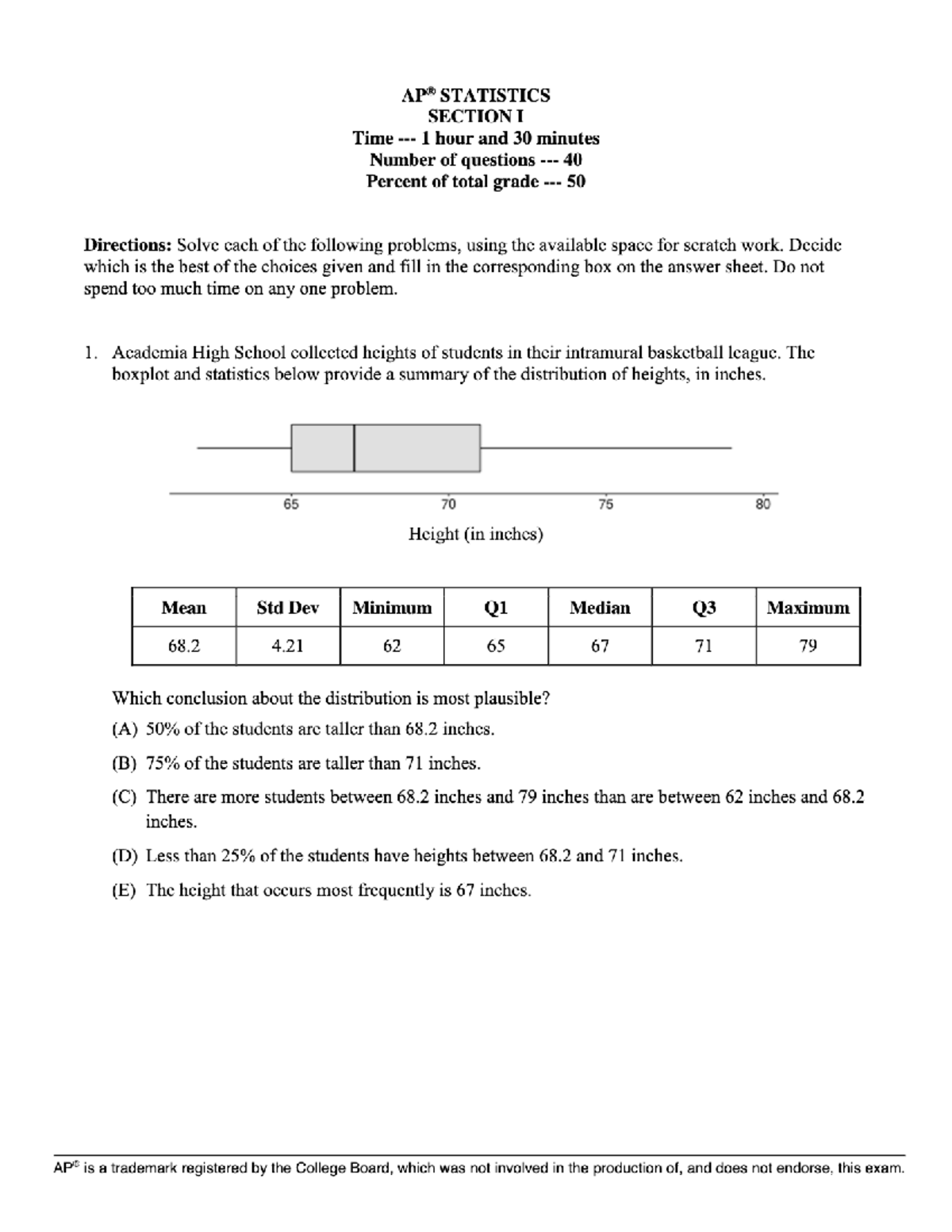 AP Stats Practice Exam 2018: Key Concepts and Problem Solutions - Studocu