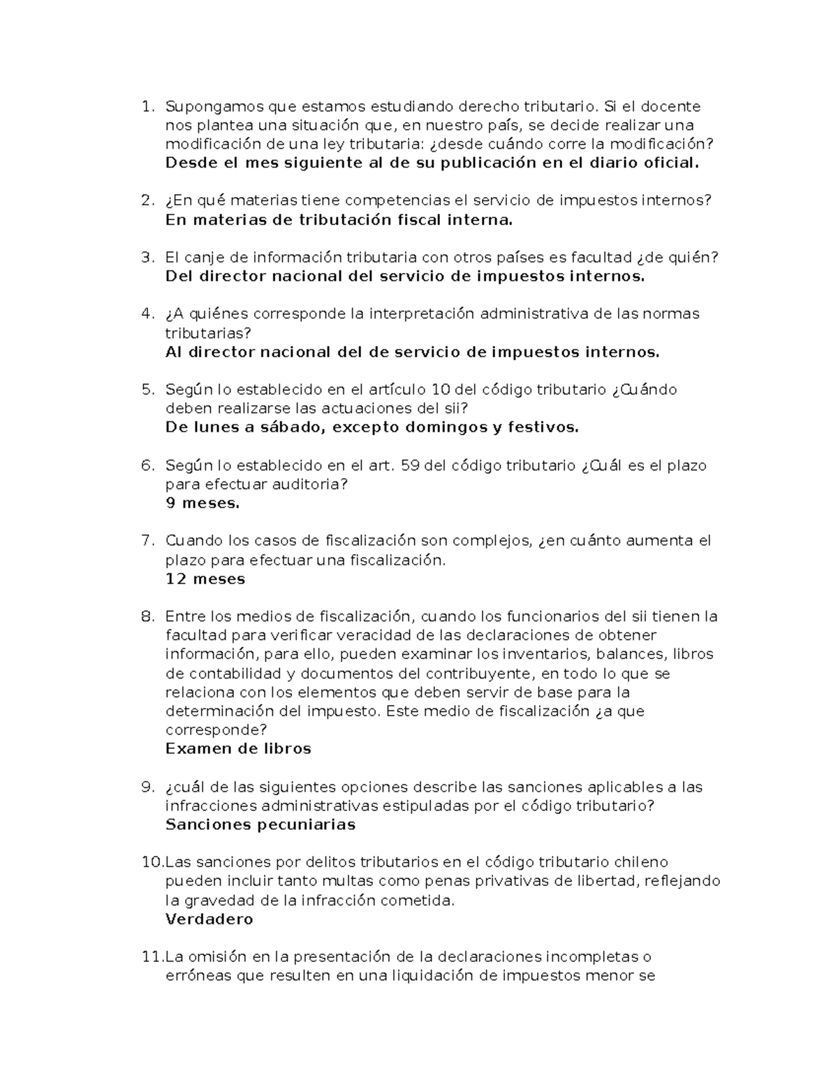 Derecho Tributario - Preguntas y Respuestas - Examen Final - Studocu