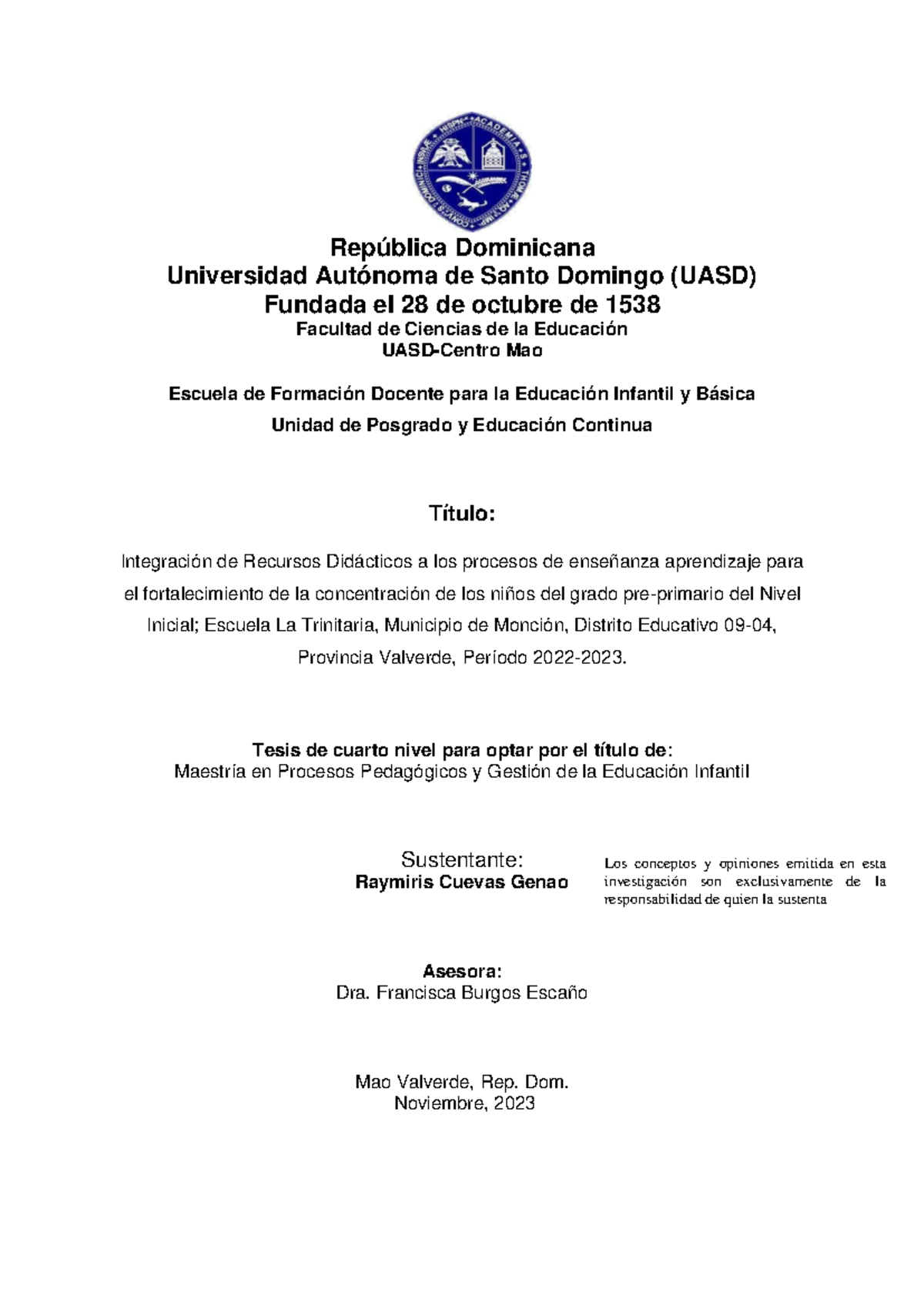 Tesis UASD: Integración de Recursos Didácticos para Mejorar la ...