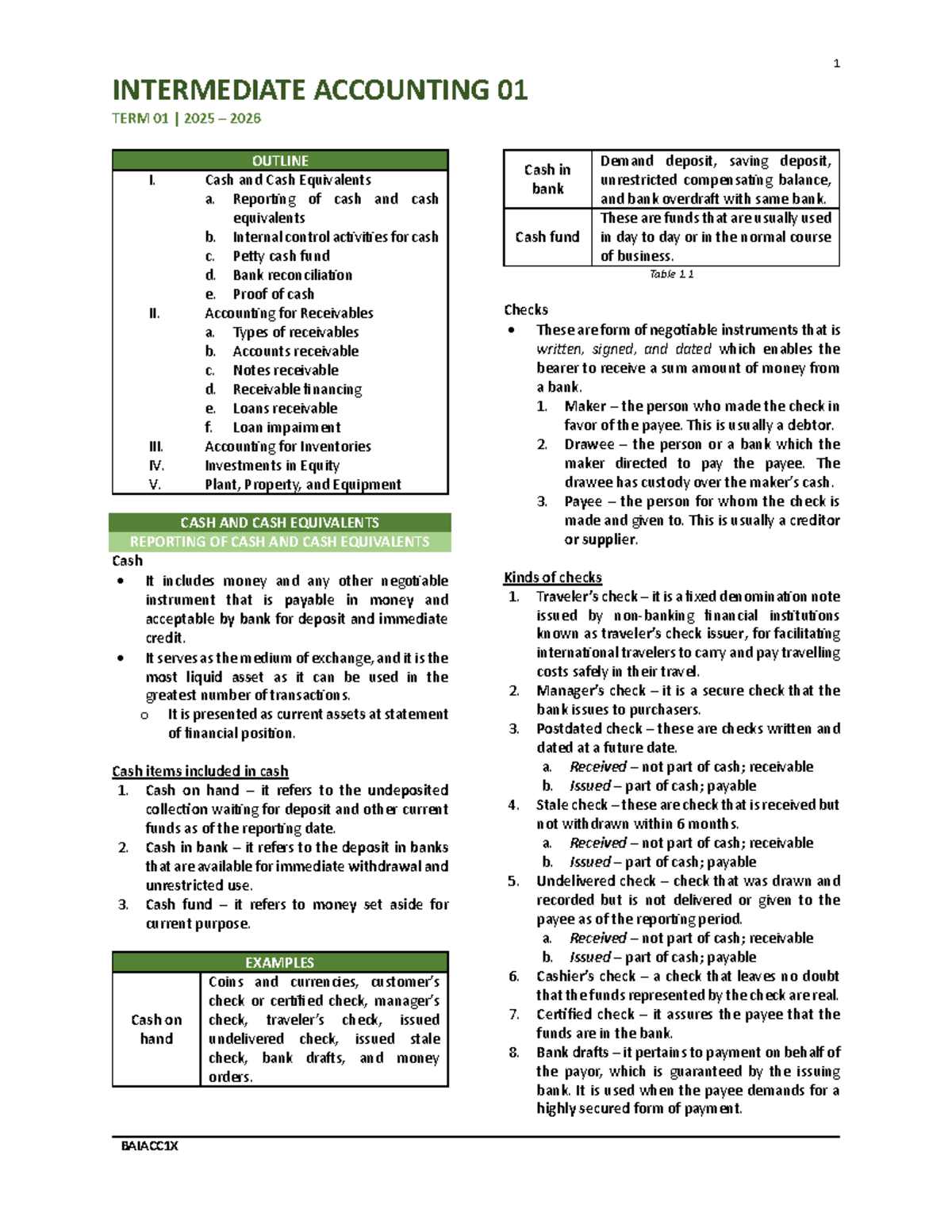 Baiacc 1X - Final Exam Coverage: Intermediate Accounting 2025-2026 ...