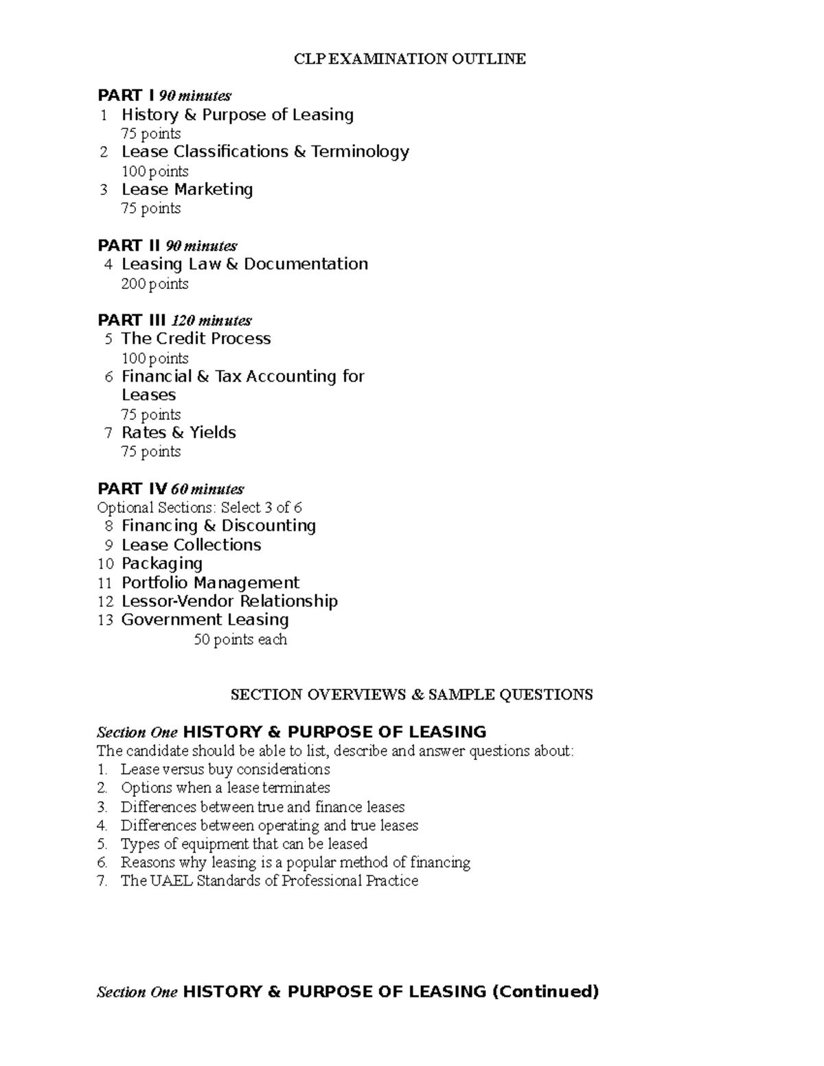 CLP Examination Sample Questions Guide for Leasing Professionals - Studocu