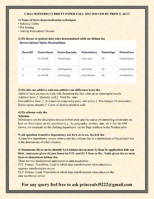 CS614 Mcqs Mid Term By Vu Topper RM - CS- 614 Data Warehousing Update MCQS For Mid Term Solve By ...