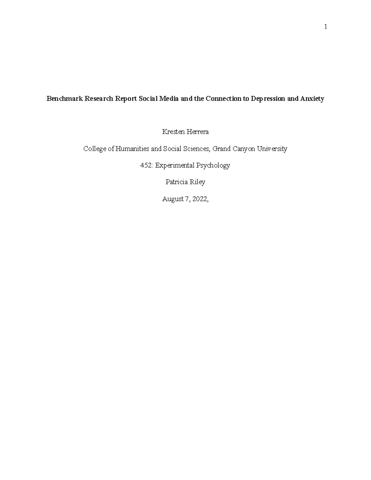 452: Research Proposal on Social Media's Impact on Anxiety & Depression ...