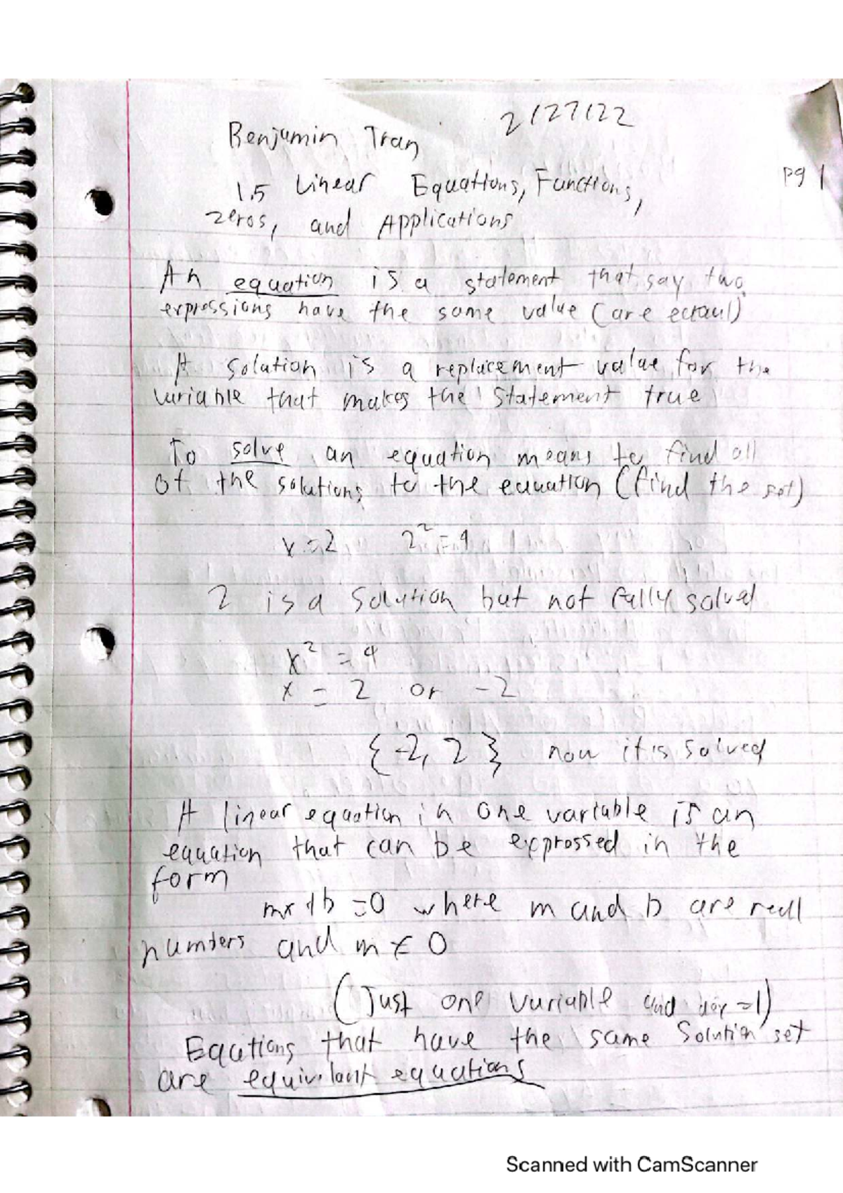 MATH 101: Linear Equations, Functions, Zeros & Applications Notes - Studocu