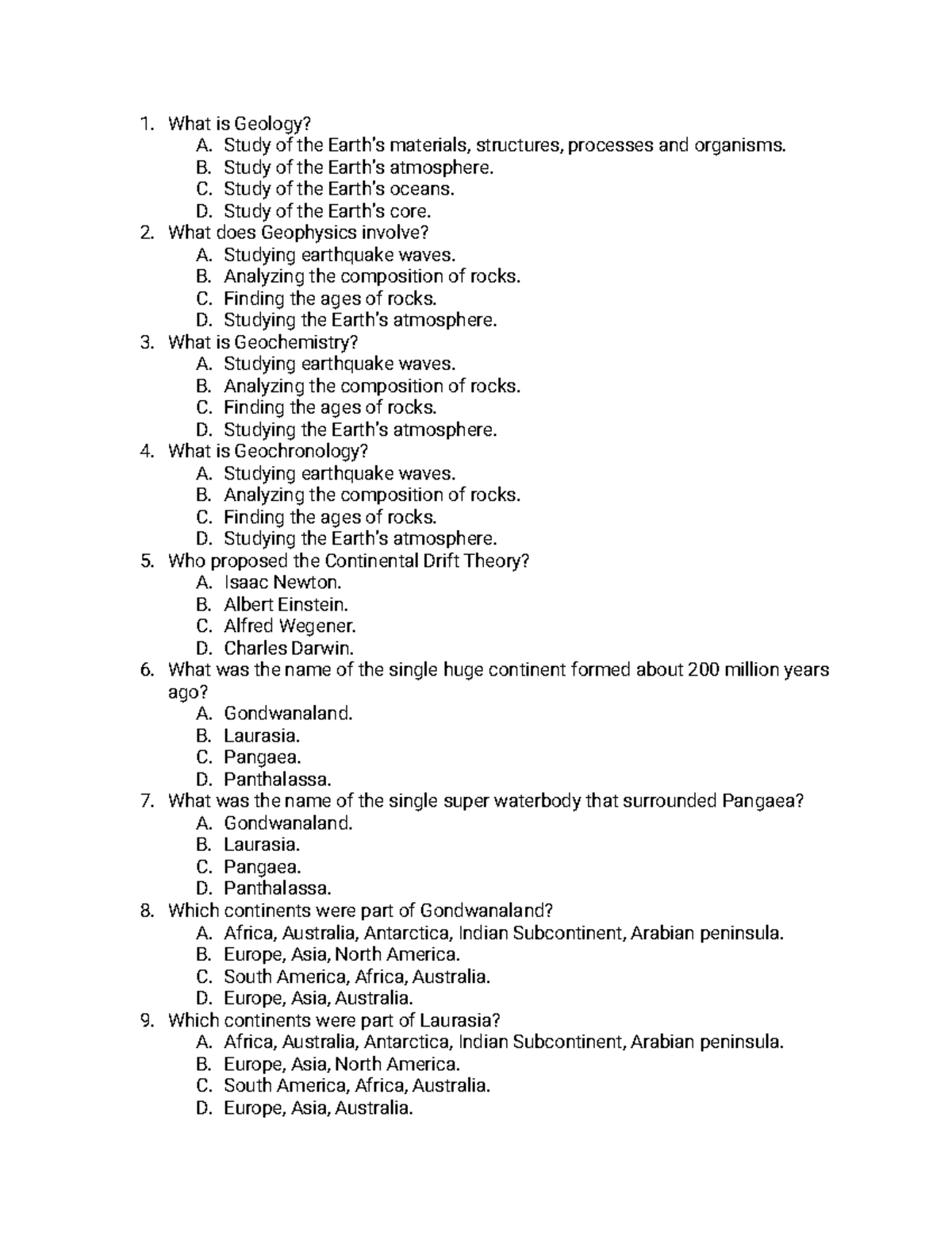 Geo chapter 2 test bank by Project-30 - What is Geology? A. Study of ...