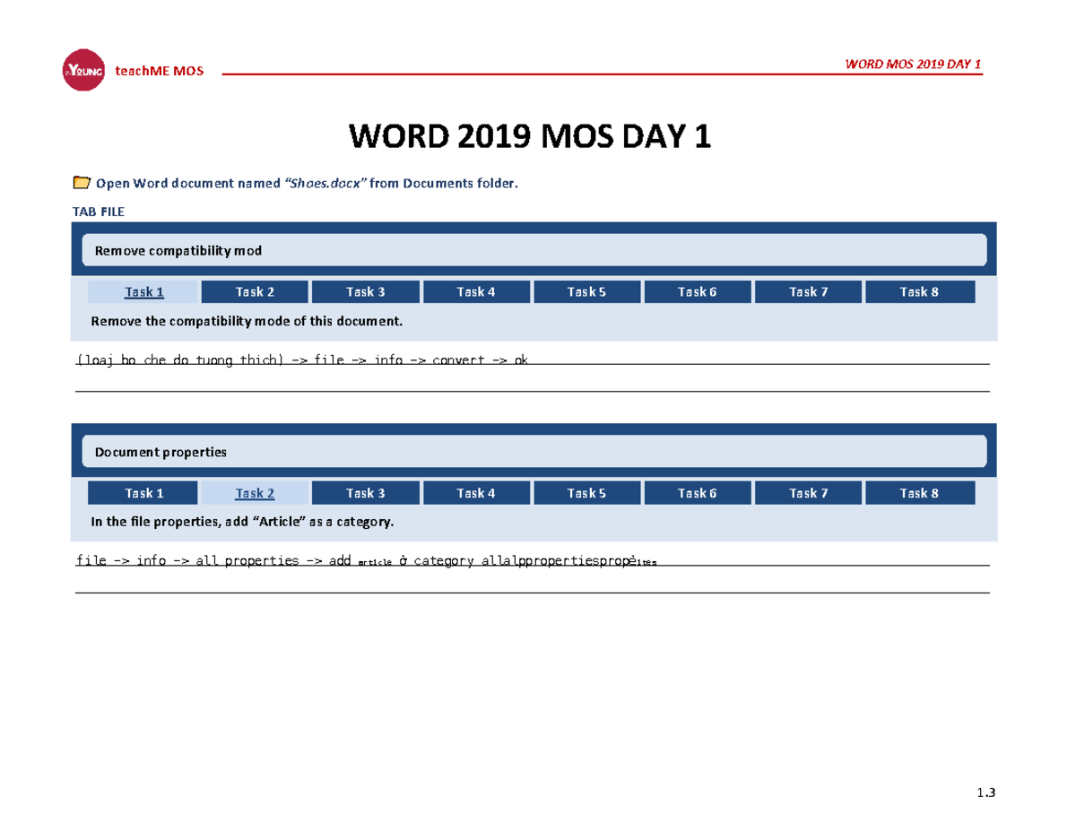 DAY 1 - mos - 1. 3 teachME MOS WORD MOS 2019 DAY 1 WORD 2019 MOS DAY 1 ...