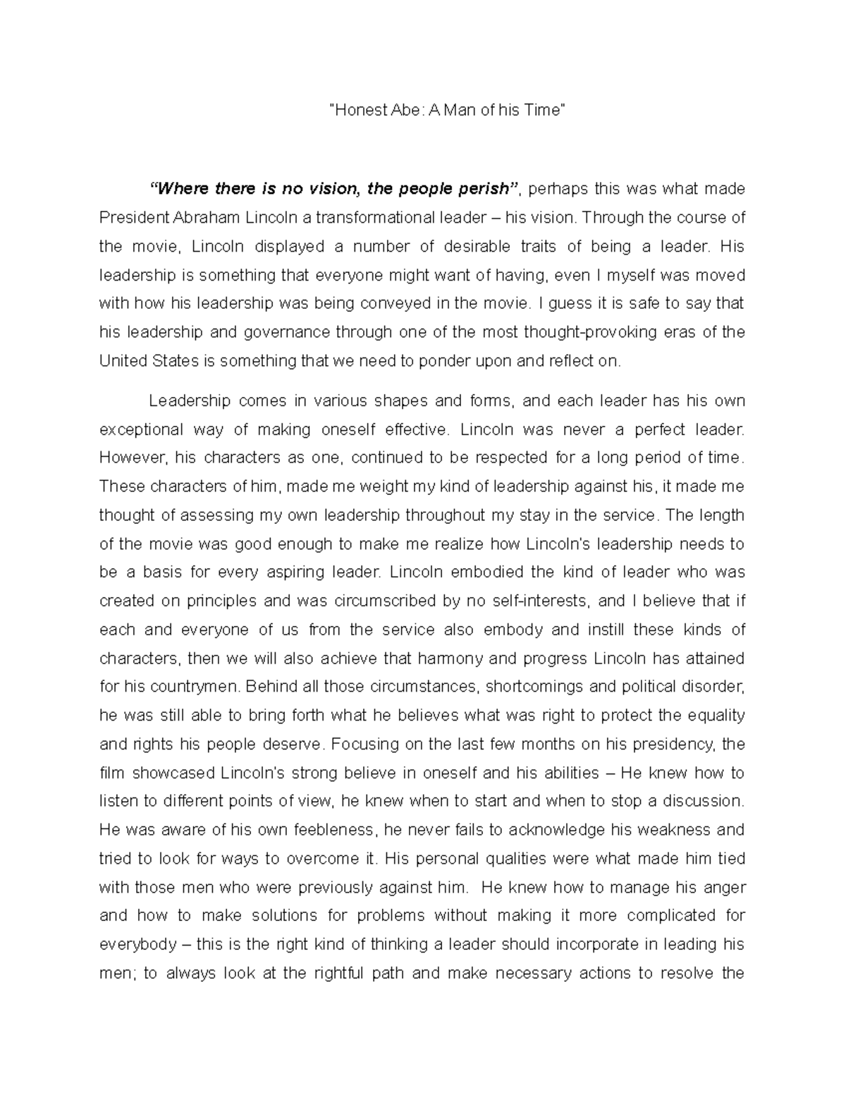 Review on American Movie 'Lincoln' - AB English - WMSU - Studocu