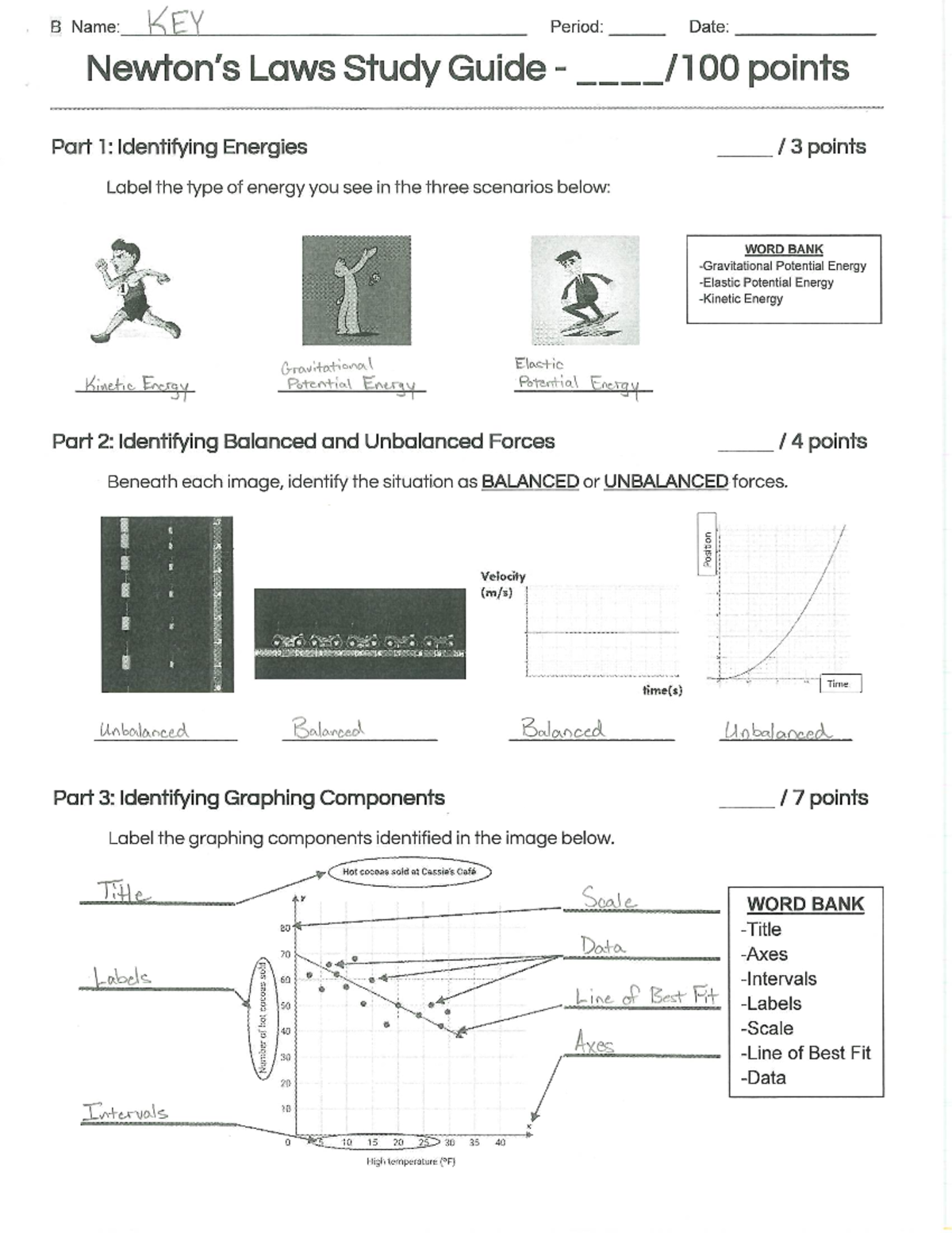 Newtons Laws Study Guide Key: Energies, Forces, and Motion Mapping ...
