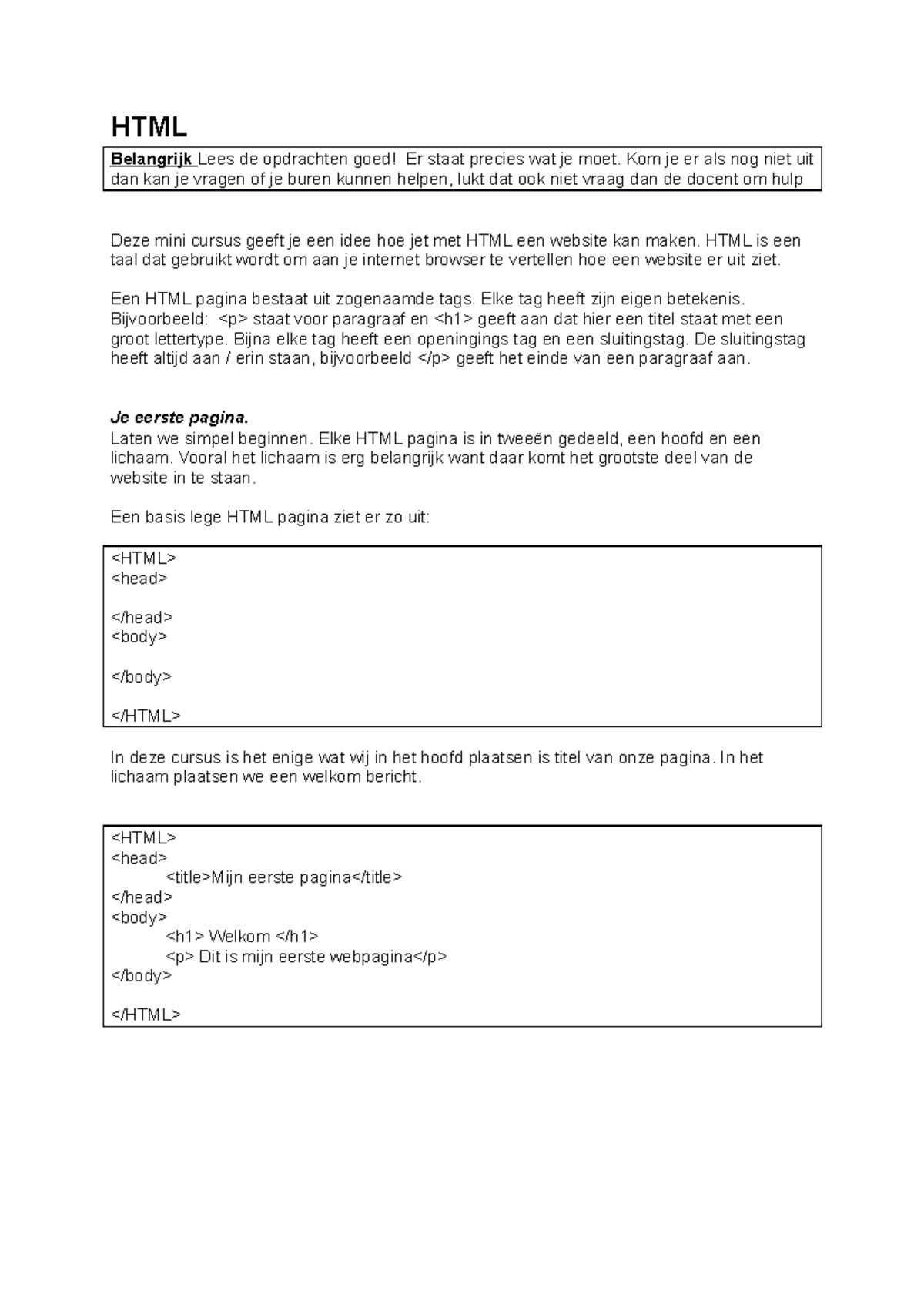 HTML Basics - Introductie in Webontwikkeling en Structuur - Cursus Code ...