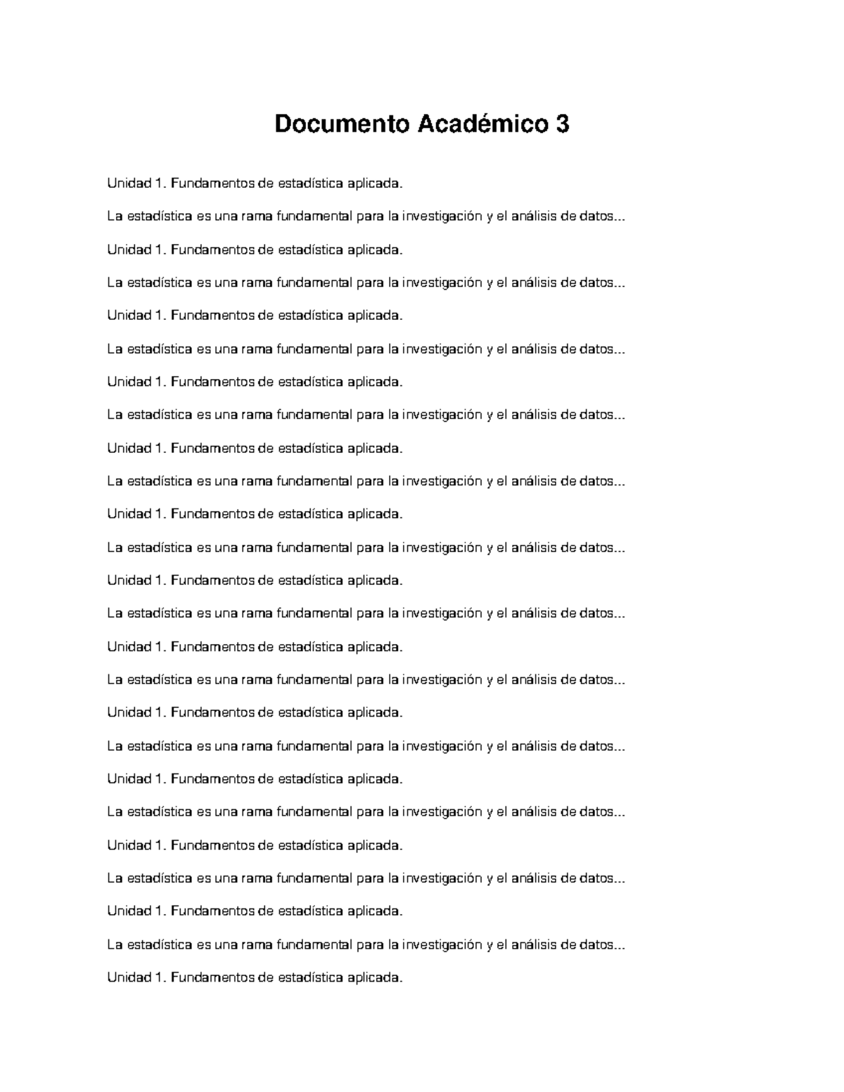 Unidad 1: Fundamentos de Estadística Aplicada - Documento Académico 3 - Studocu