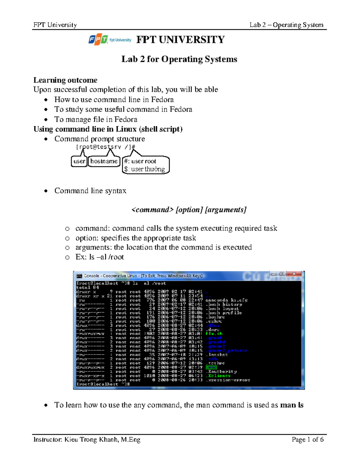 S12 Operating System OS - Lab 2 - FPT UNIVERSITY Lab 2 for Operating ...