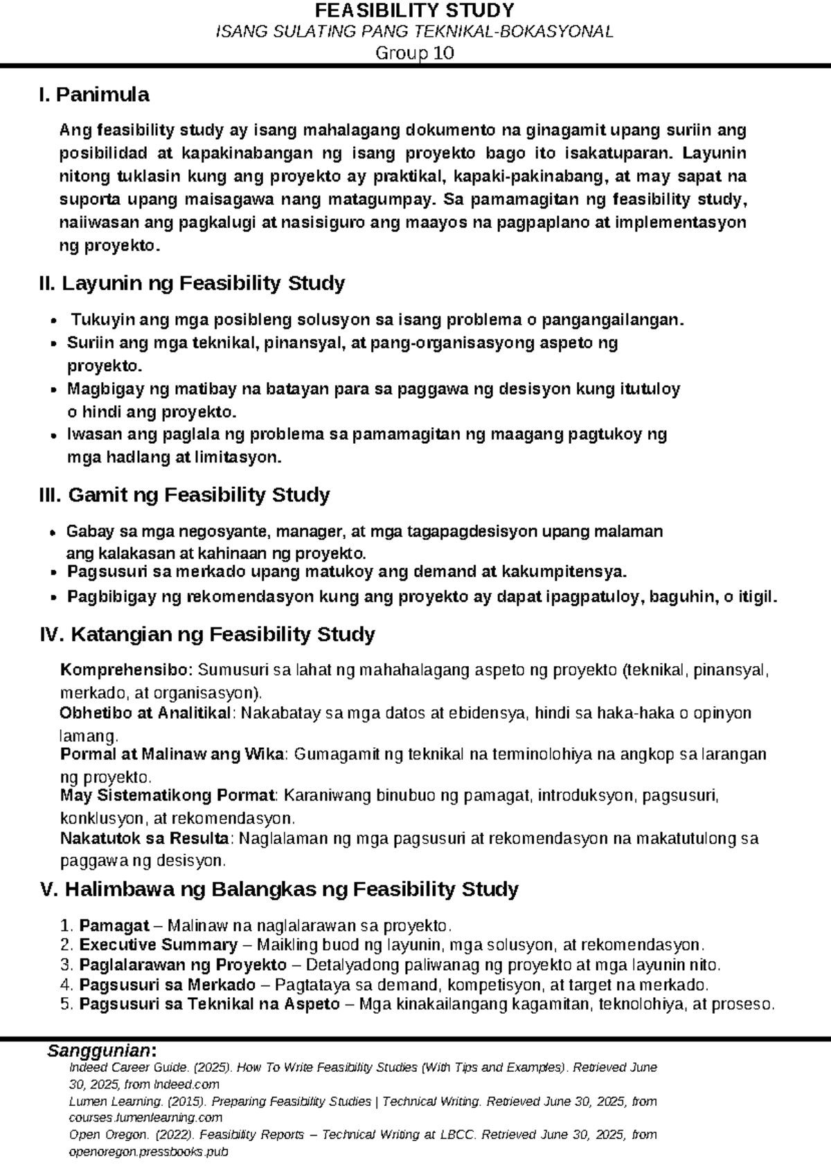 Feasibility Study: Isang Sulating Pang-Teknikal-Bokasyonal (Group 10 ...