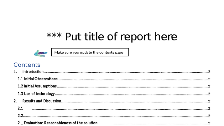 Maths PSMT scaffold - *** Put title of report here - Studocu